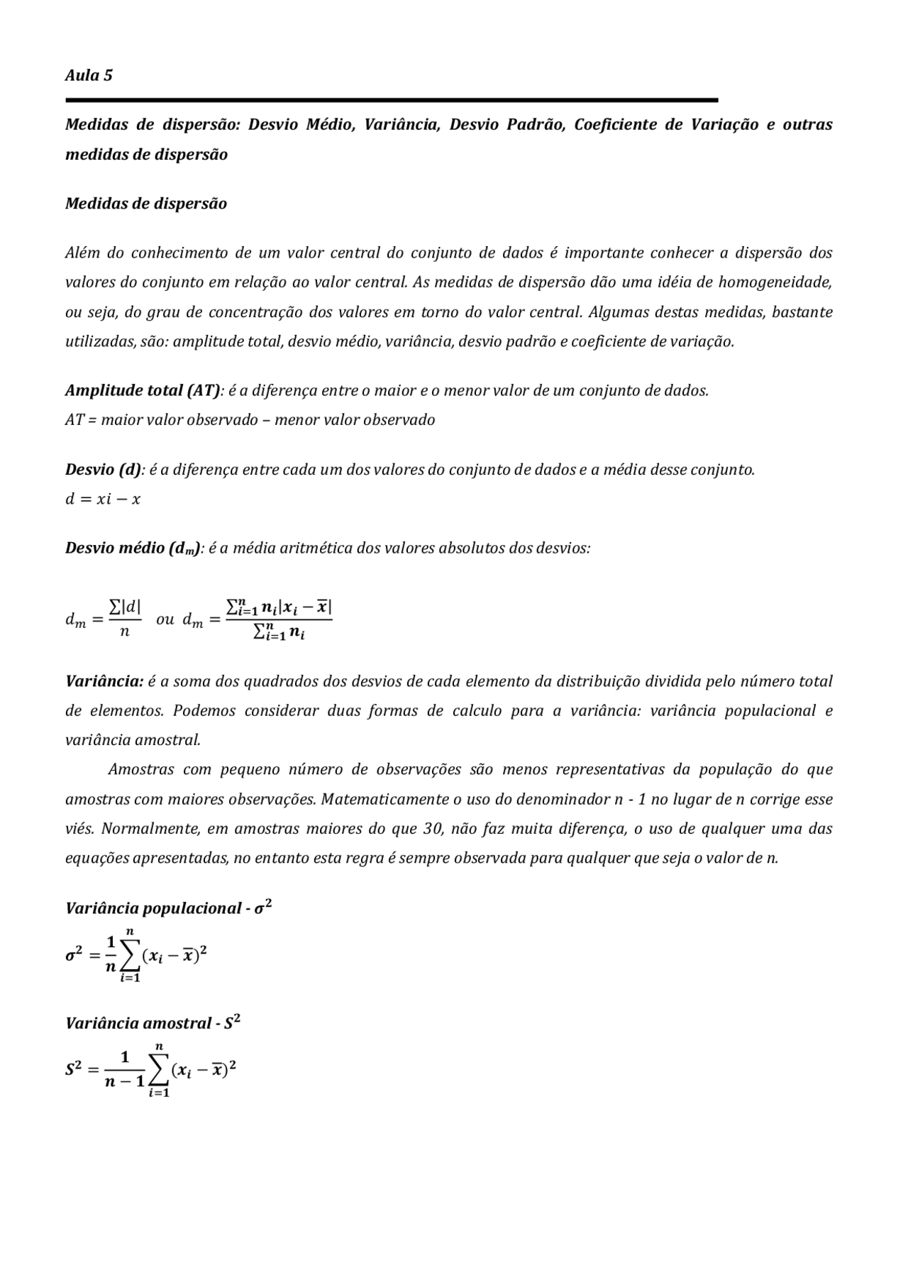 Estatistica aula IIII - aulas basicas de estatistica - Docsity