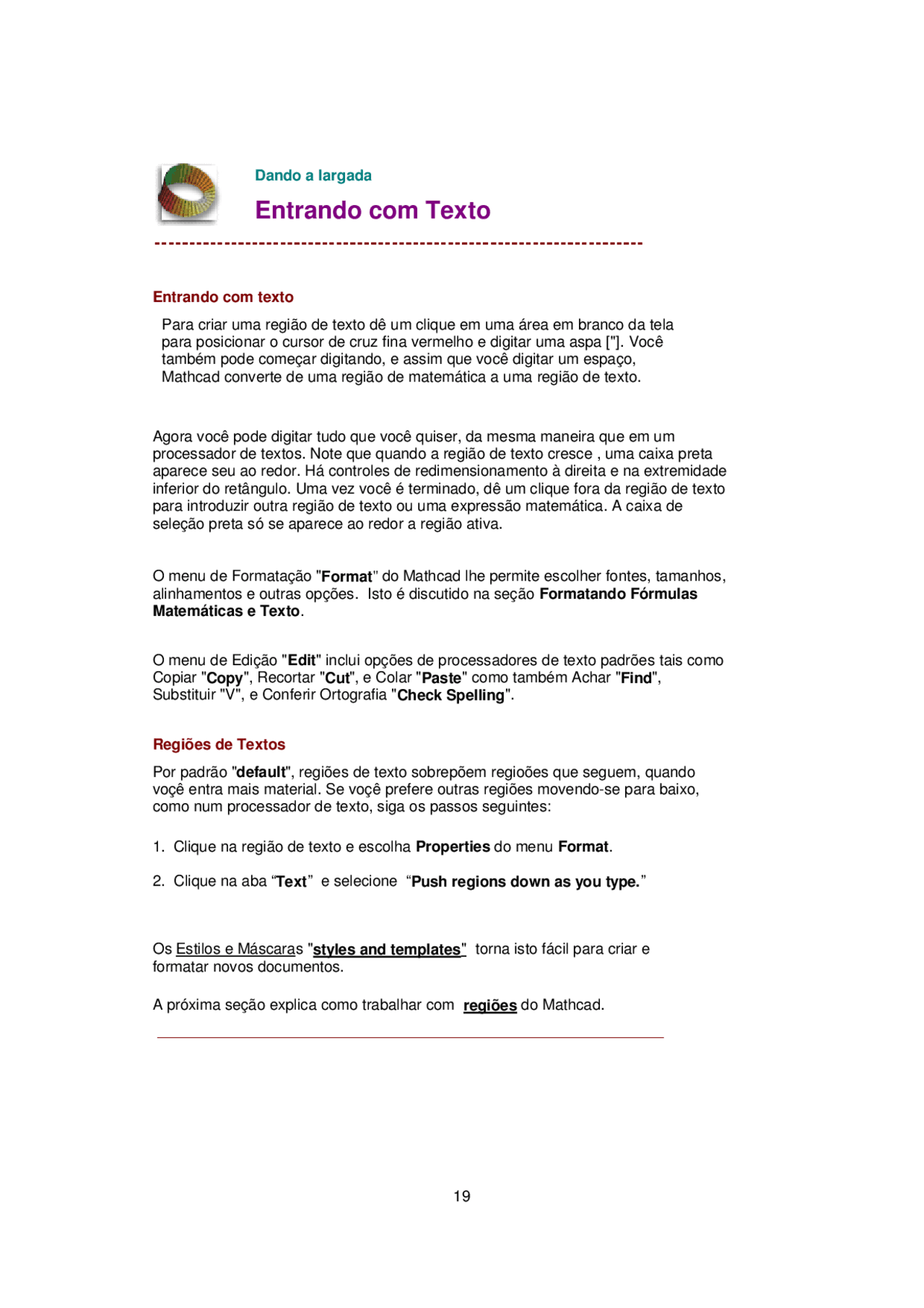 Tutorial Mathcad04 - Tutorial do MathCad: Entrando com Texto - Docsity