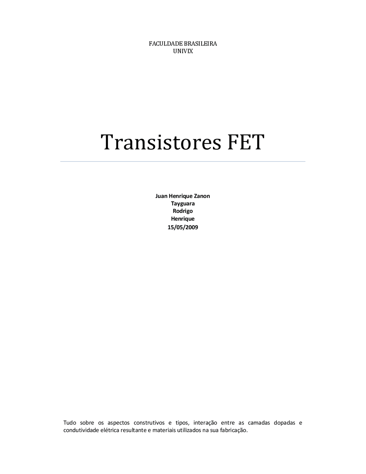 Transistores Fet Transistores Fet Docsity