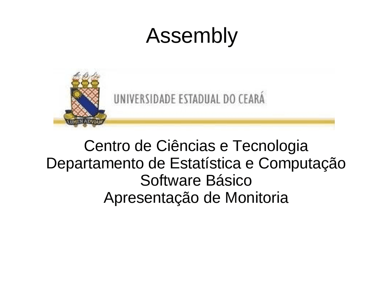 Curso de Assembly - Materia de Introdução à linguagem de programação ...
