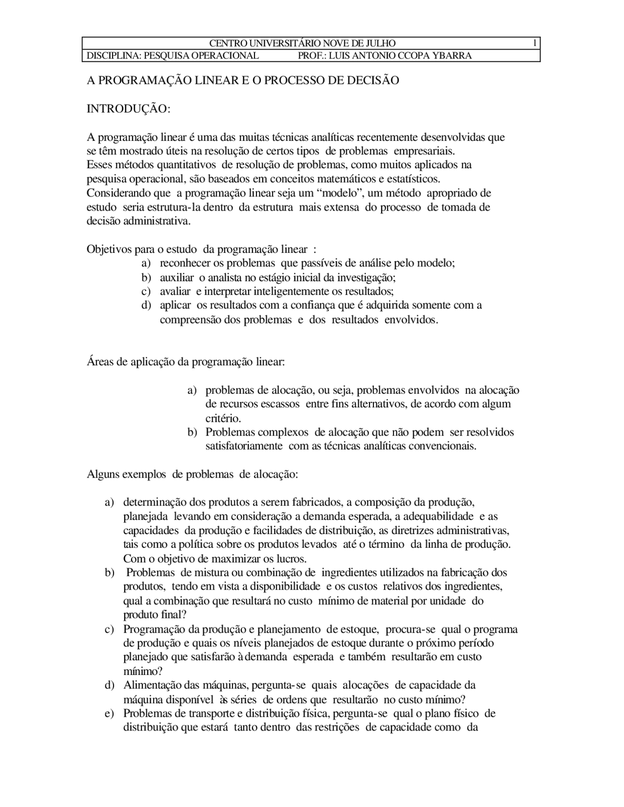 Programação Linear Pesquisa Operacional Docsity