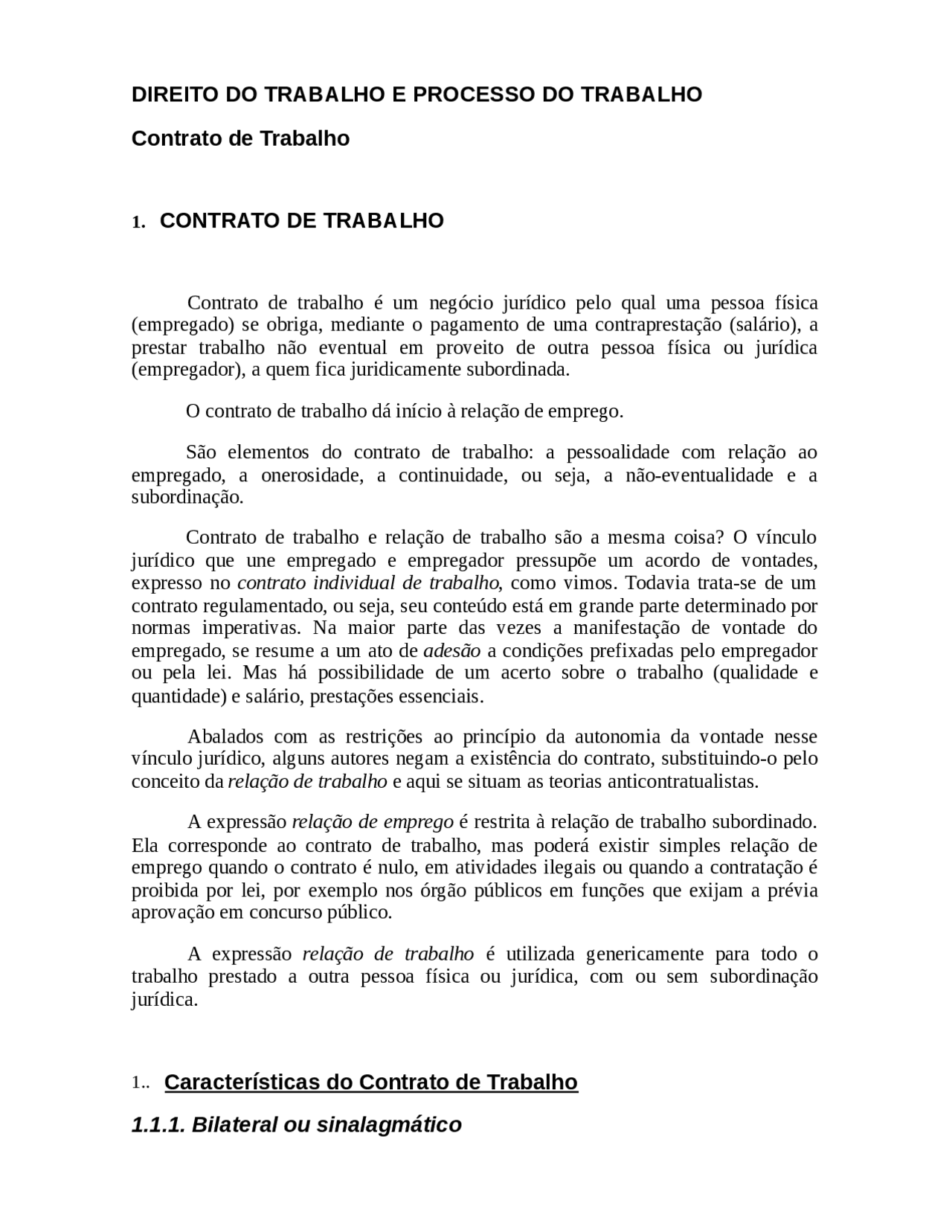 Direito Do Trabalho Parte I Resumo De Direito Do Trabalho Docsity
