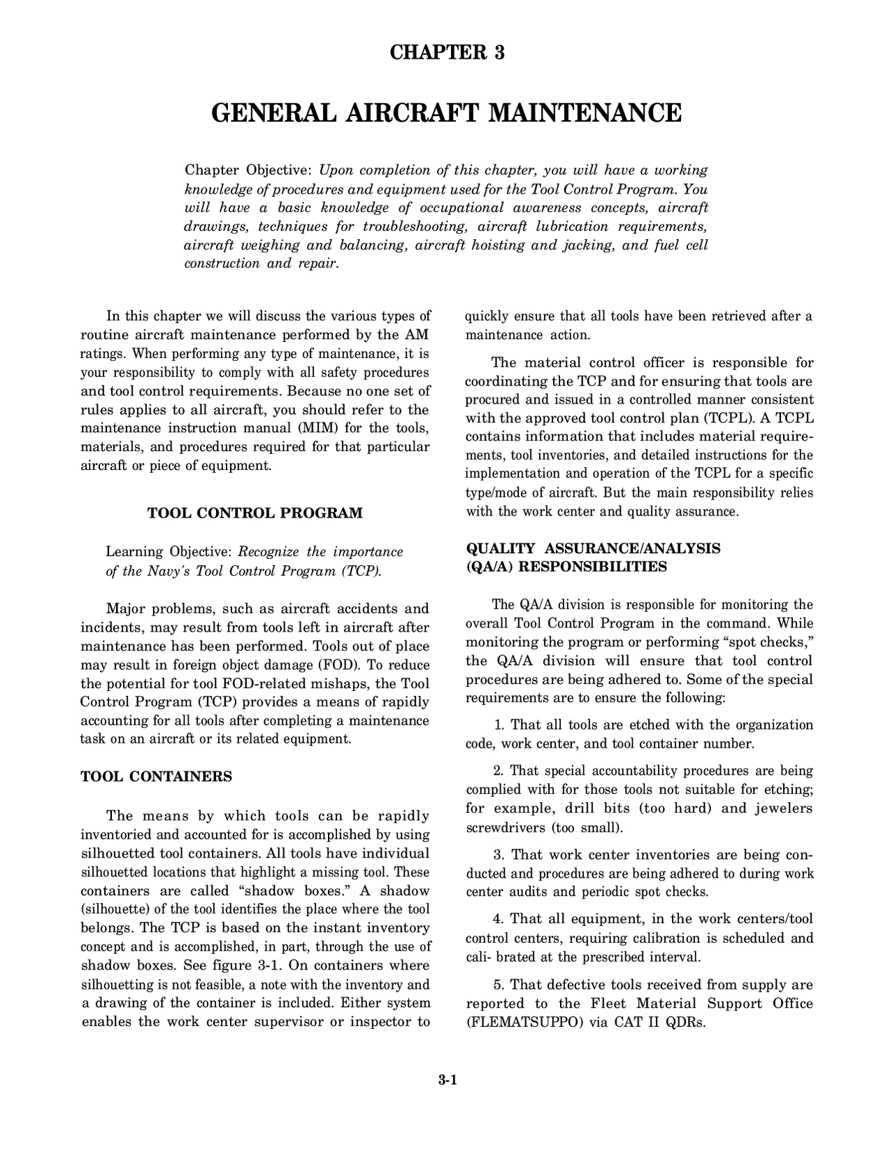 General aircraft maintenance - Upon completion of this chapter, you ...