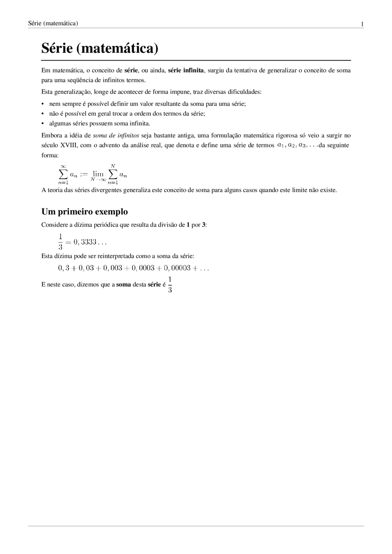 Séries Matemática - Estudo simplificado de séries matemática - Docsity