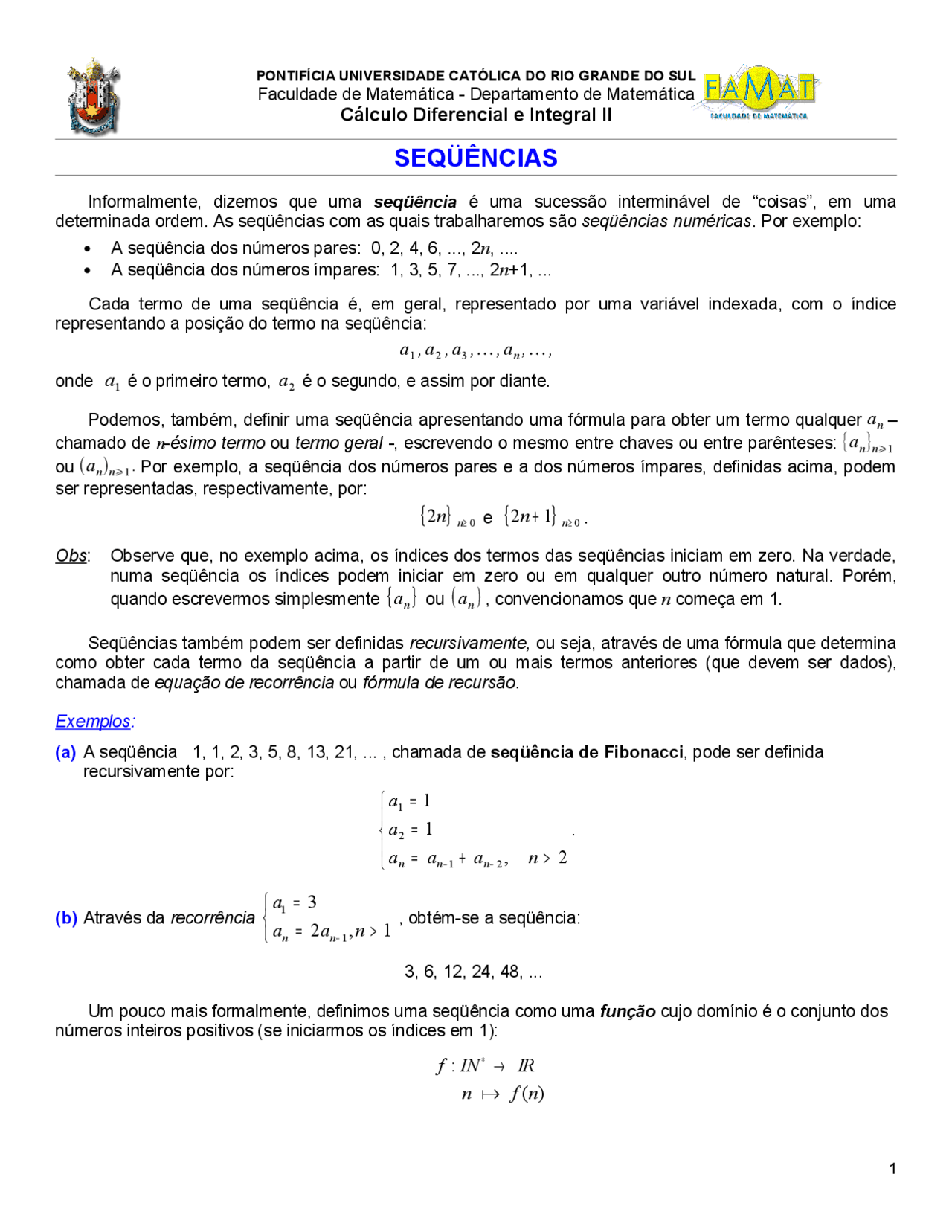 Sequências Sequências Docsity