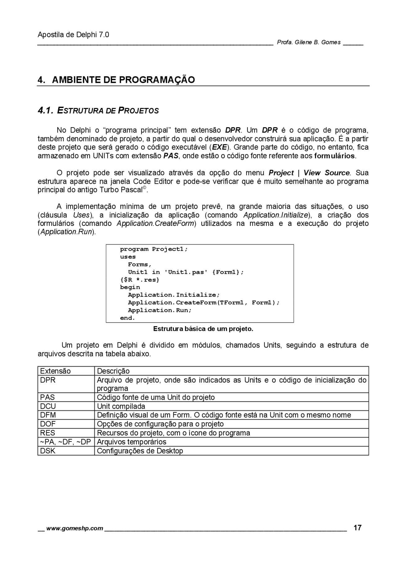 GOMES, Gilene Borges. Apostila de Delphi 7. Livro 2 - GOMES, Gilene Borges. Apostila - Docsity