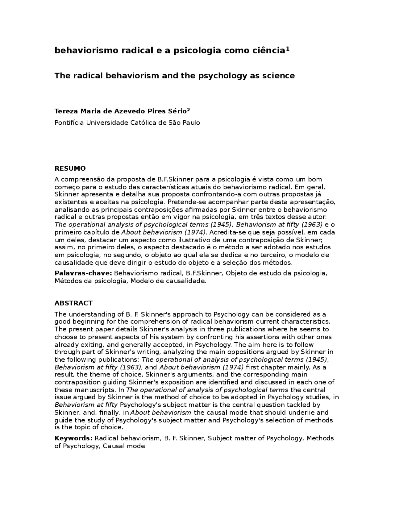 O behaviorismo radical e a psicologia como ciência - O behaviorismo ...