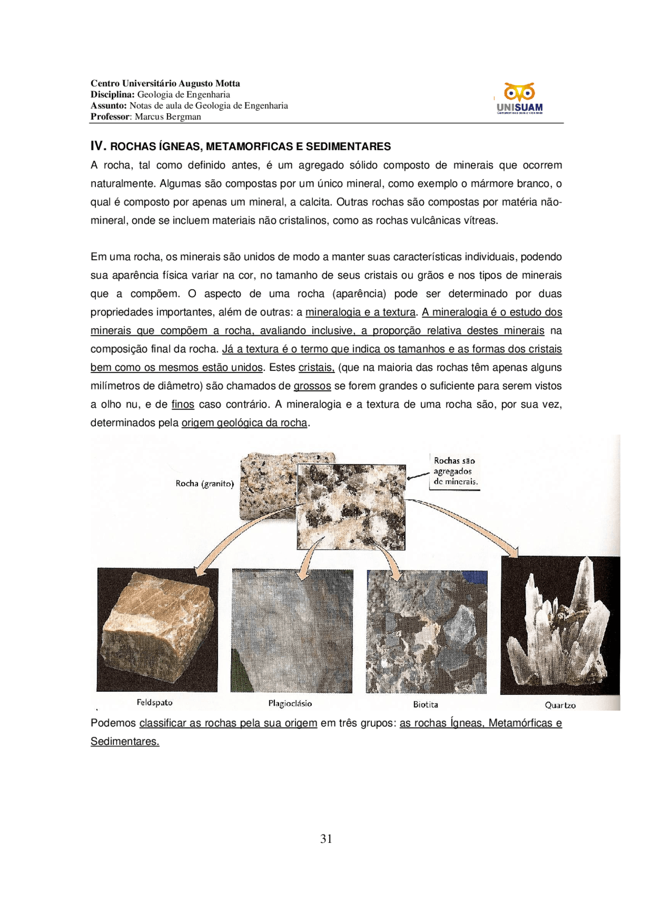 Cap+¡tulo IV - Rochas igneas, metamorficas e sedimentares - Cap+¡tulo ...