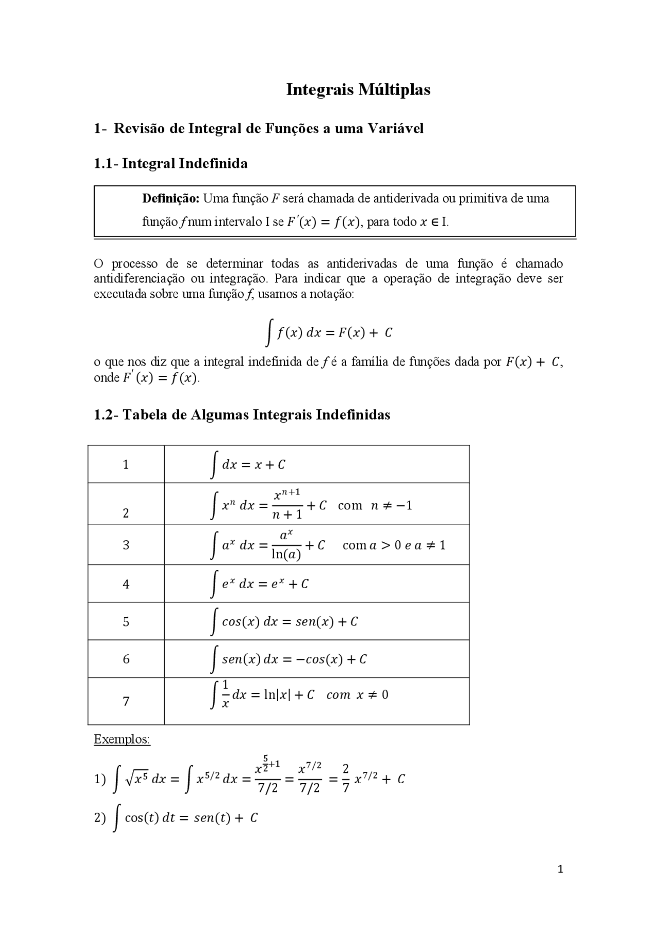 Integrais Múltiplas - Apostila de inegrais múltiplas. Cálculo II - Docsity