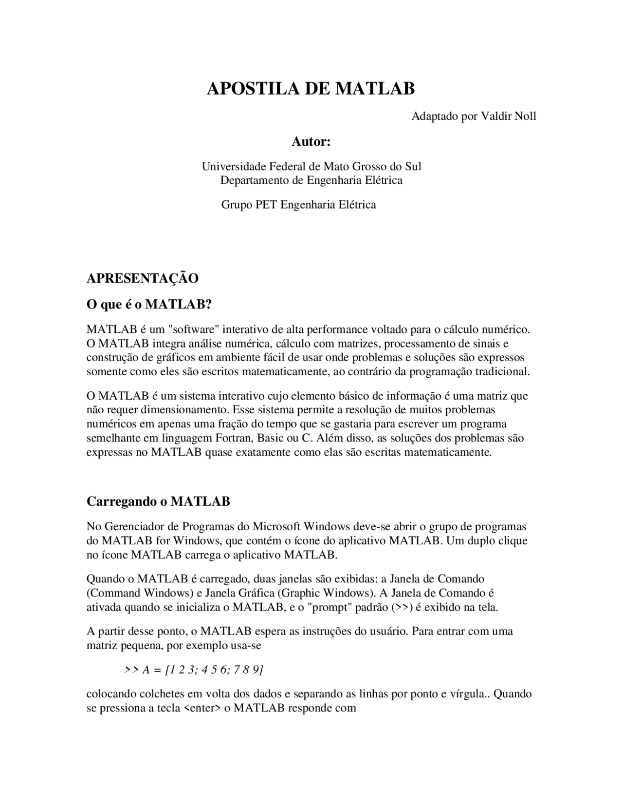 Apostila De Matlab Apostila Básica De Matlab Docsity