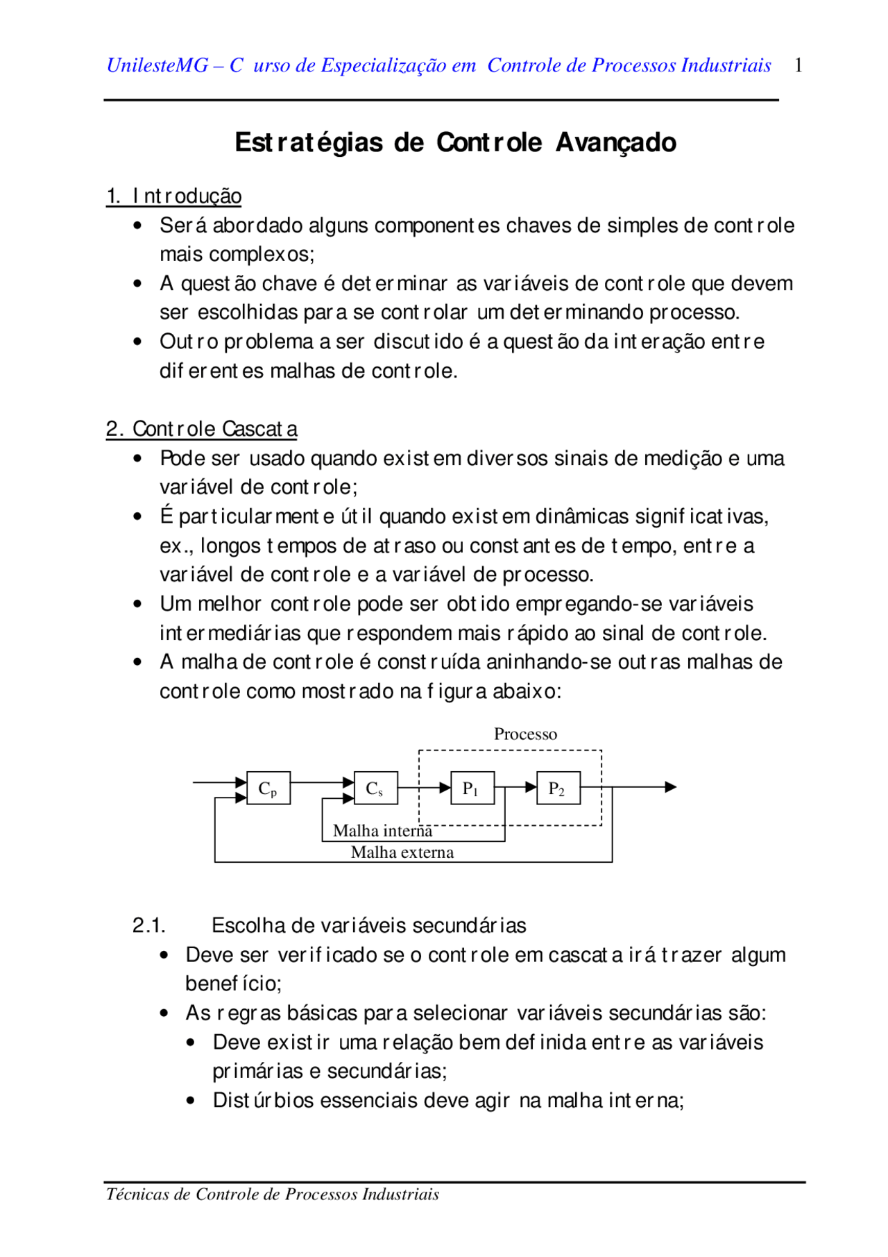 Controle de processos - Controle de processos - Docsity
