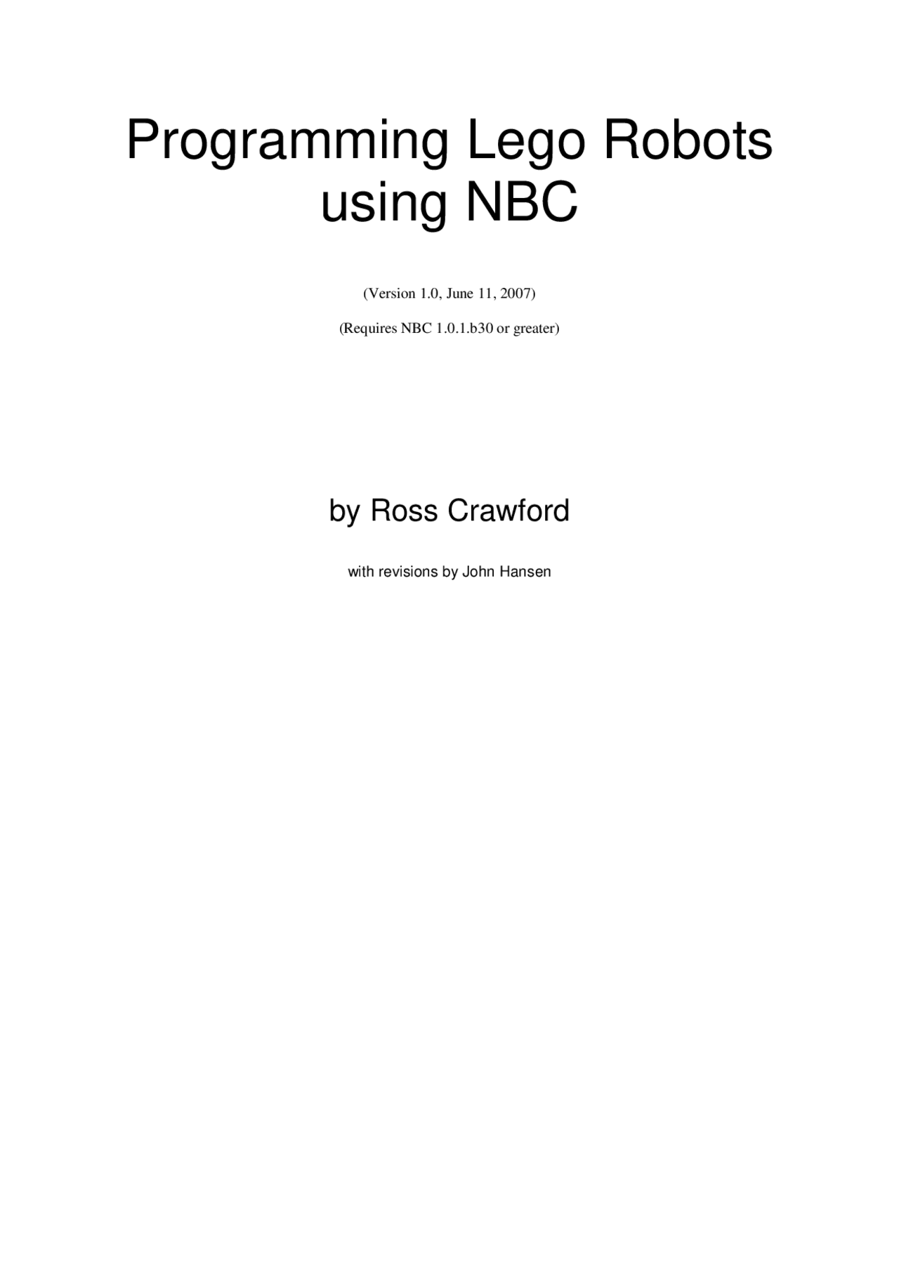 Programming Lego Robots using NBC - Book to learning how to programming your Lego - Docsity