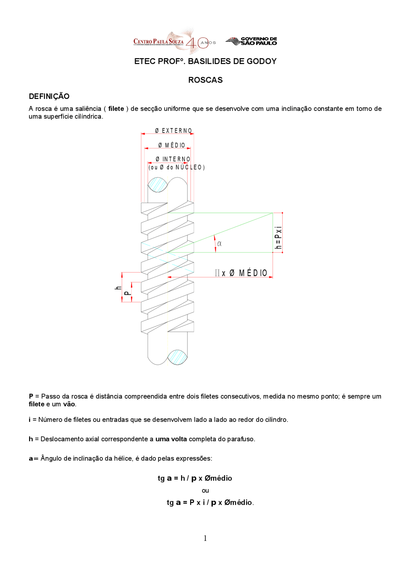 Introdução à roscas - Apostila de roscas!!! - Docsity