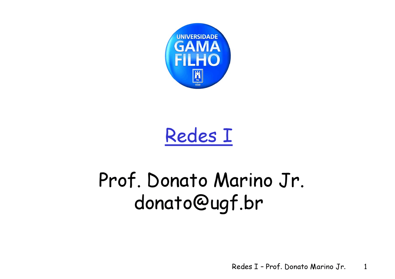 Redes I Parte 1 Primeira Parte Da Apostila De Redes I Do Curso De