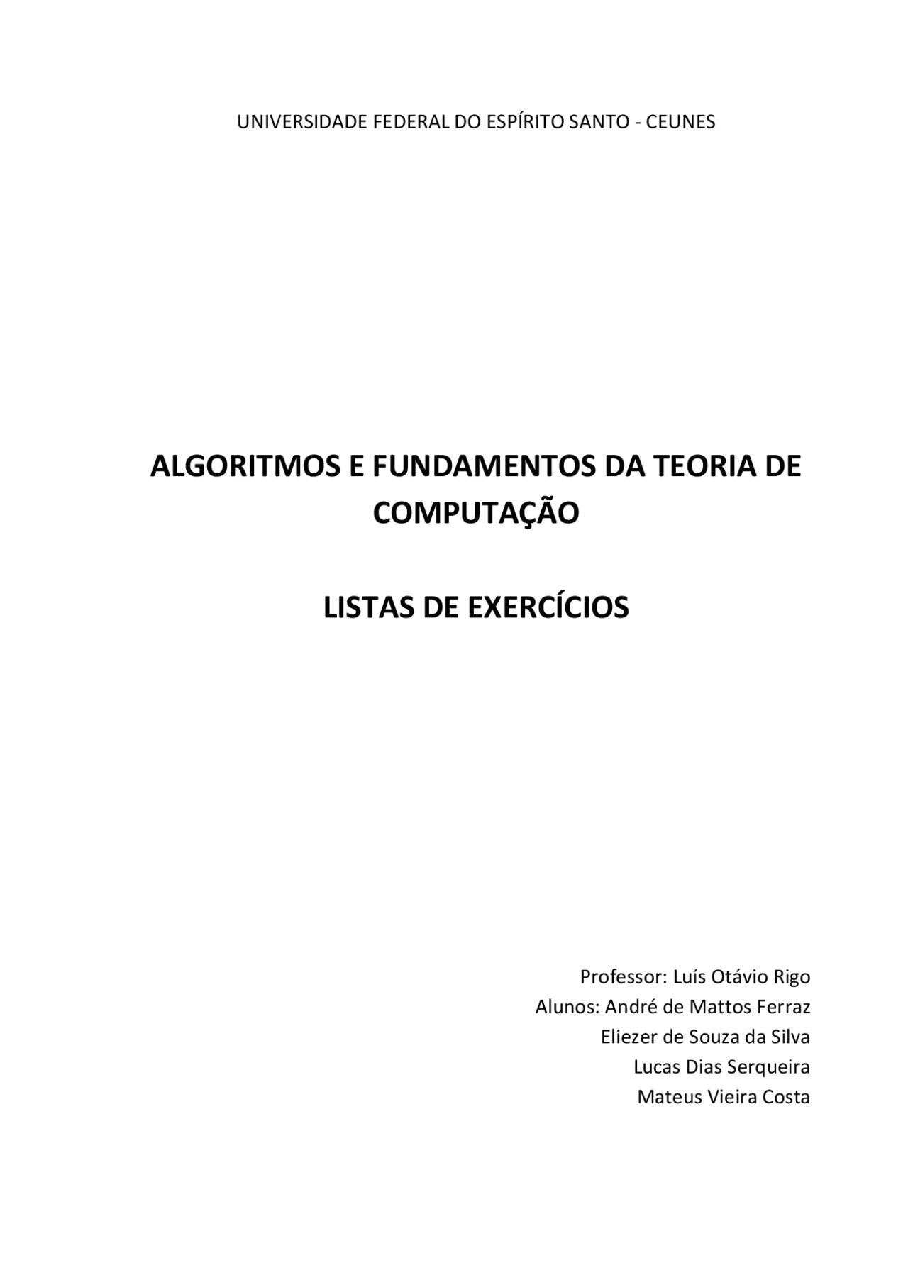 Listas De Todos Exercícios Resolvidos De Teoria De Computação
