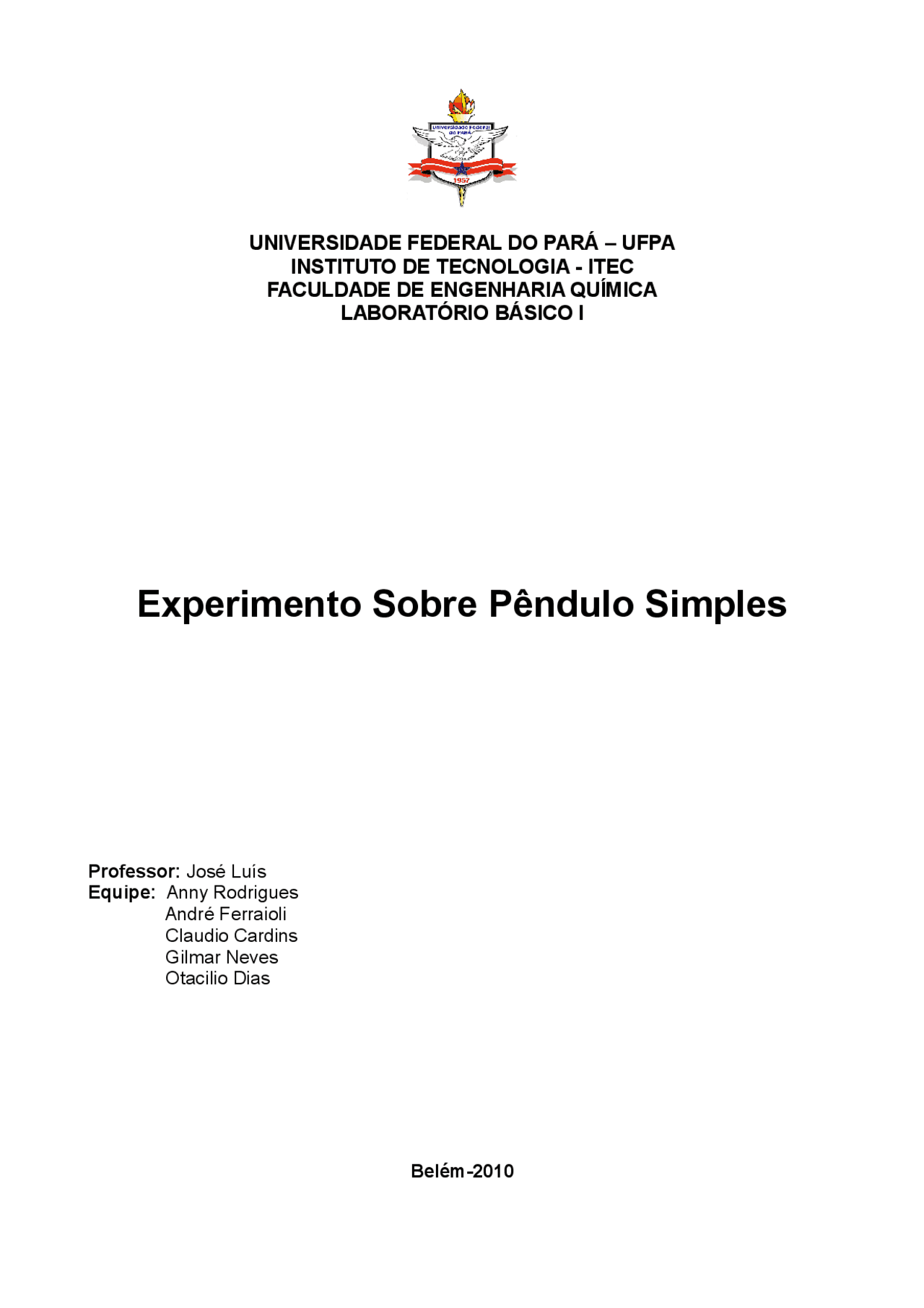 Pêndulo simples - Relatório sober experimento virtual sobre pêndulo simples. - Docsity