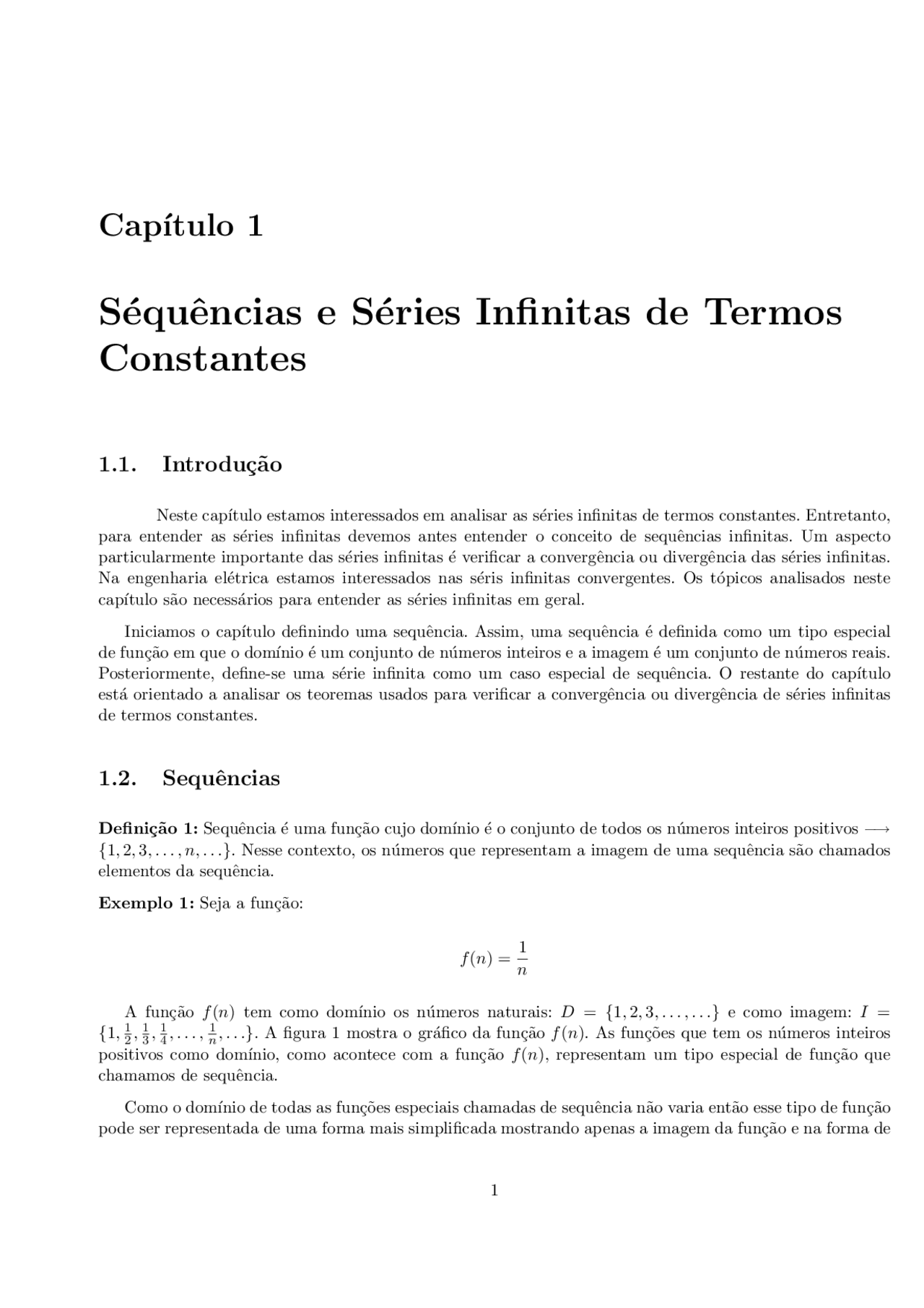Sequencias E Series Infinitas De Termos Constantes Primieiro Capitulo