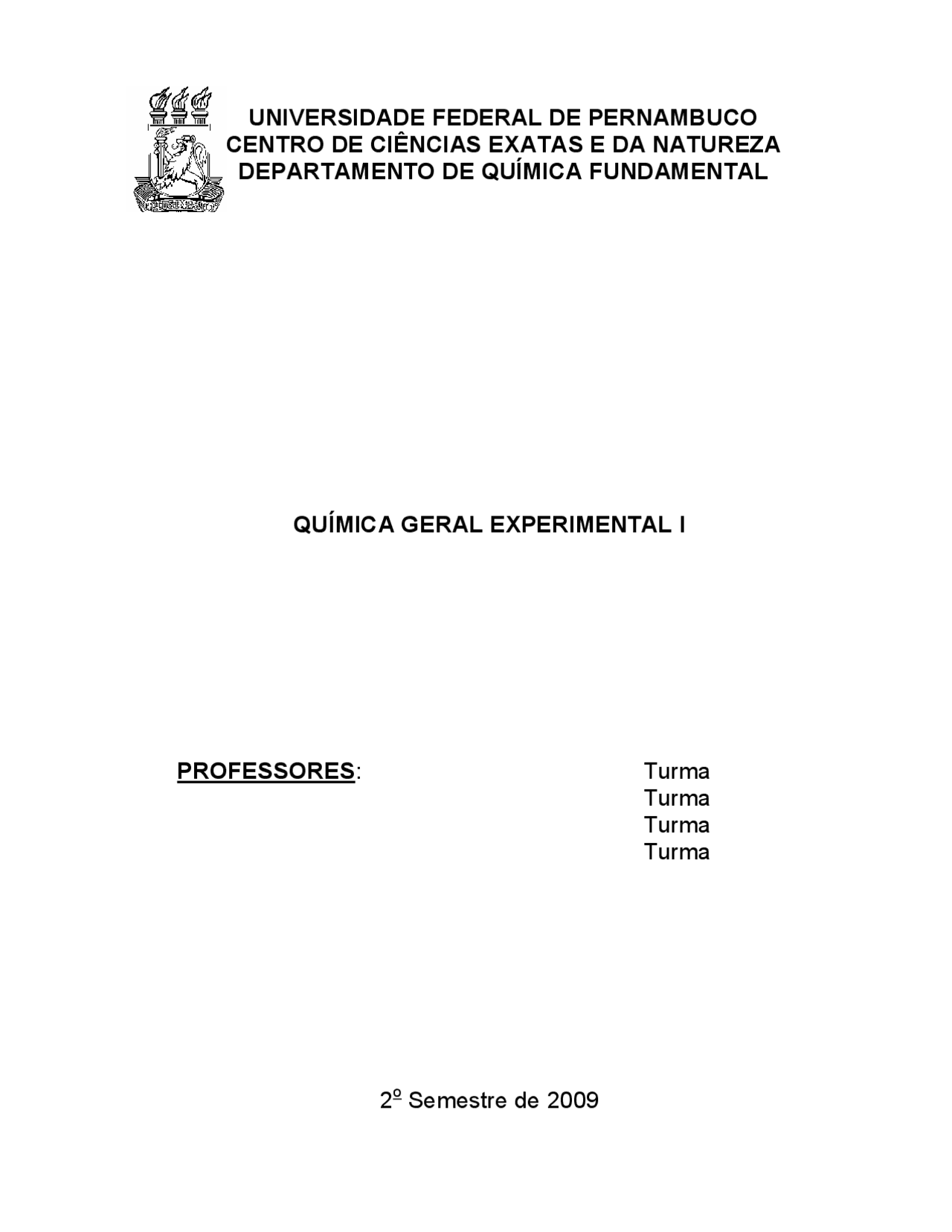Apostila Quim Experimental 1 Ufpe Apostila Química Experimental I