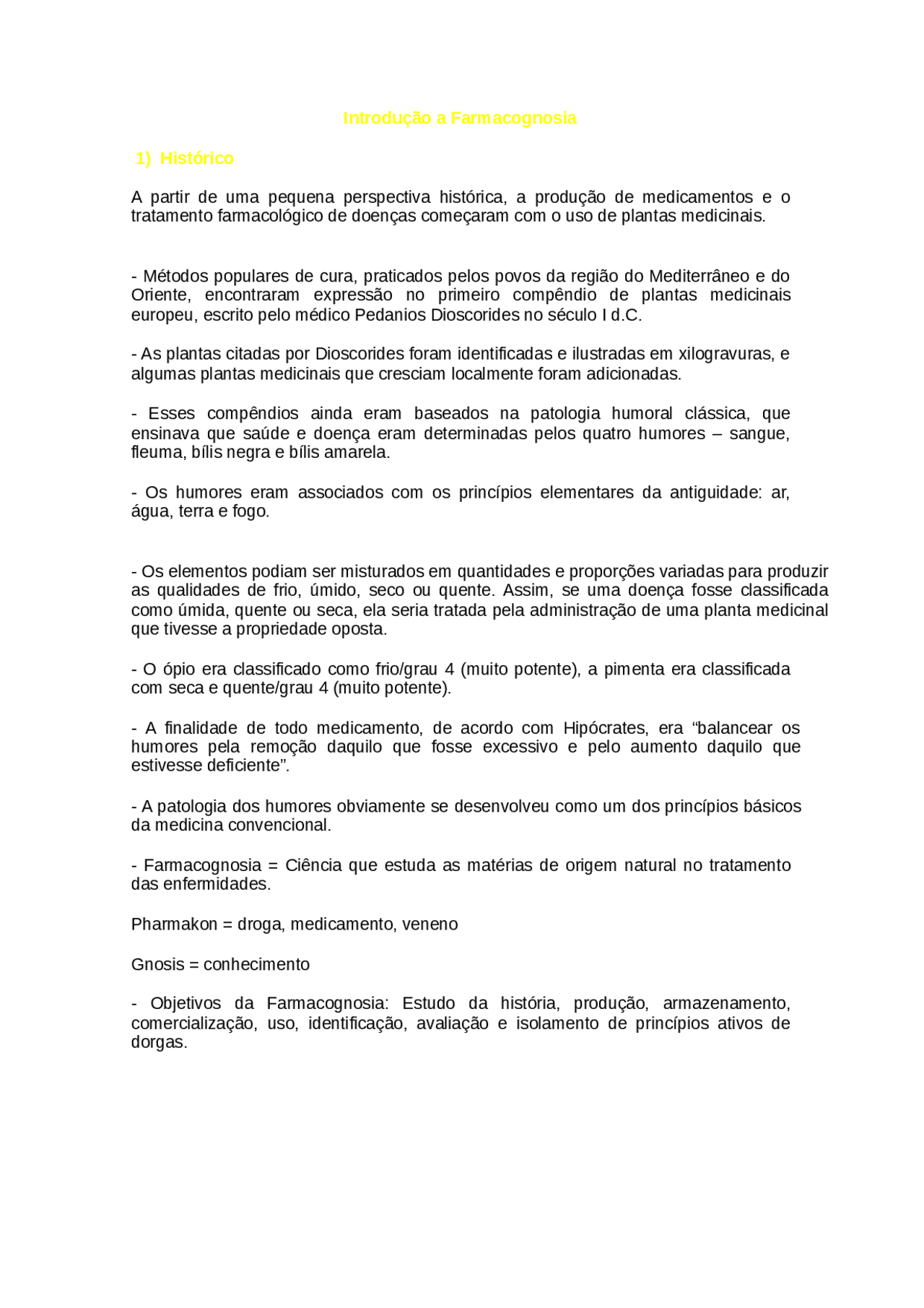 Aula 1 2014 Introdução à Farmacognosia Introdução à Farmacognosia