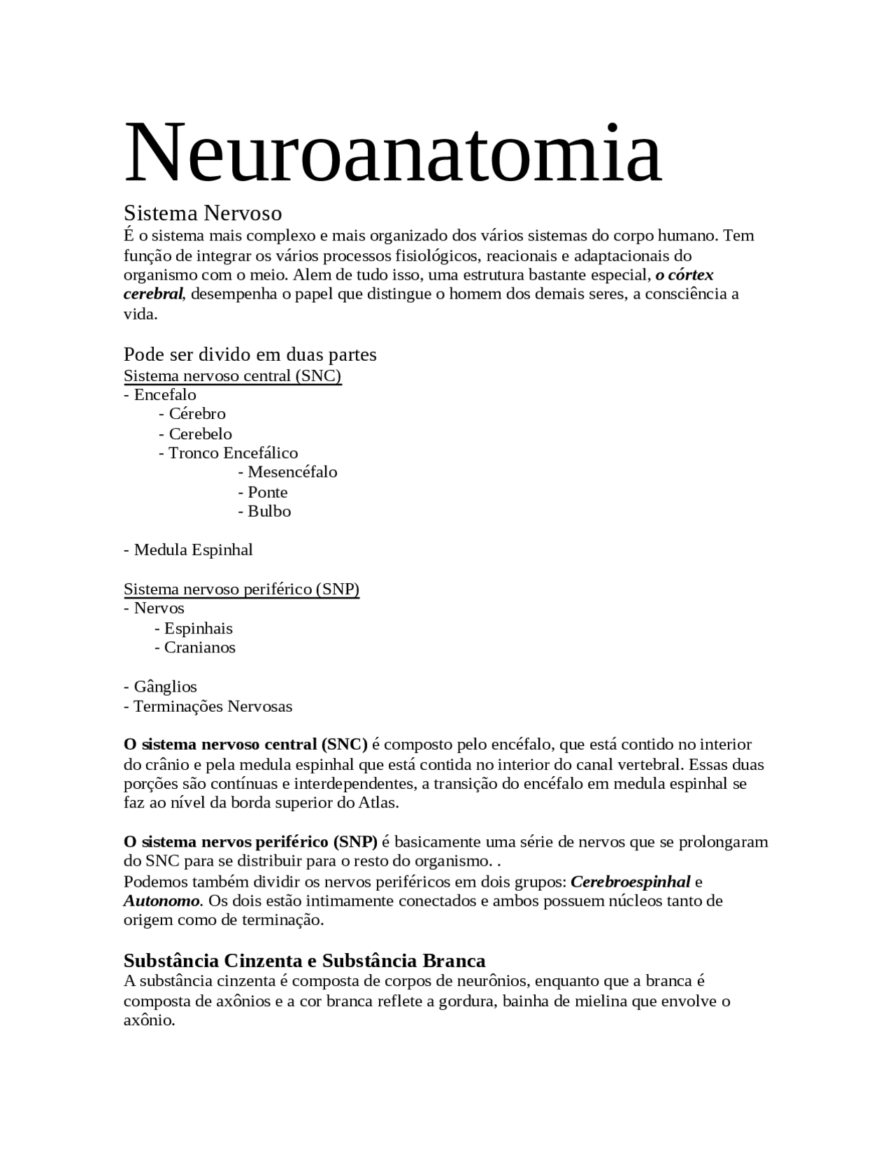 Neuroanatomia Cerebelo Neuroanatomia Docsity