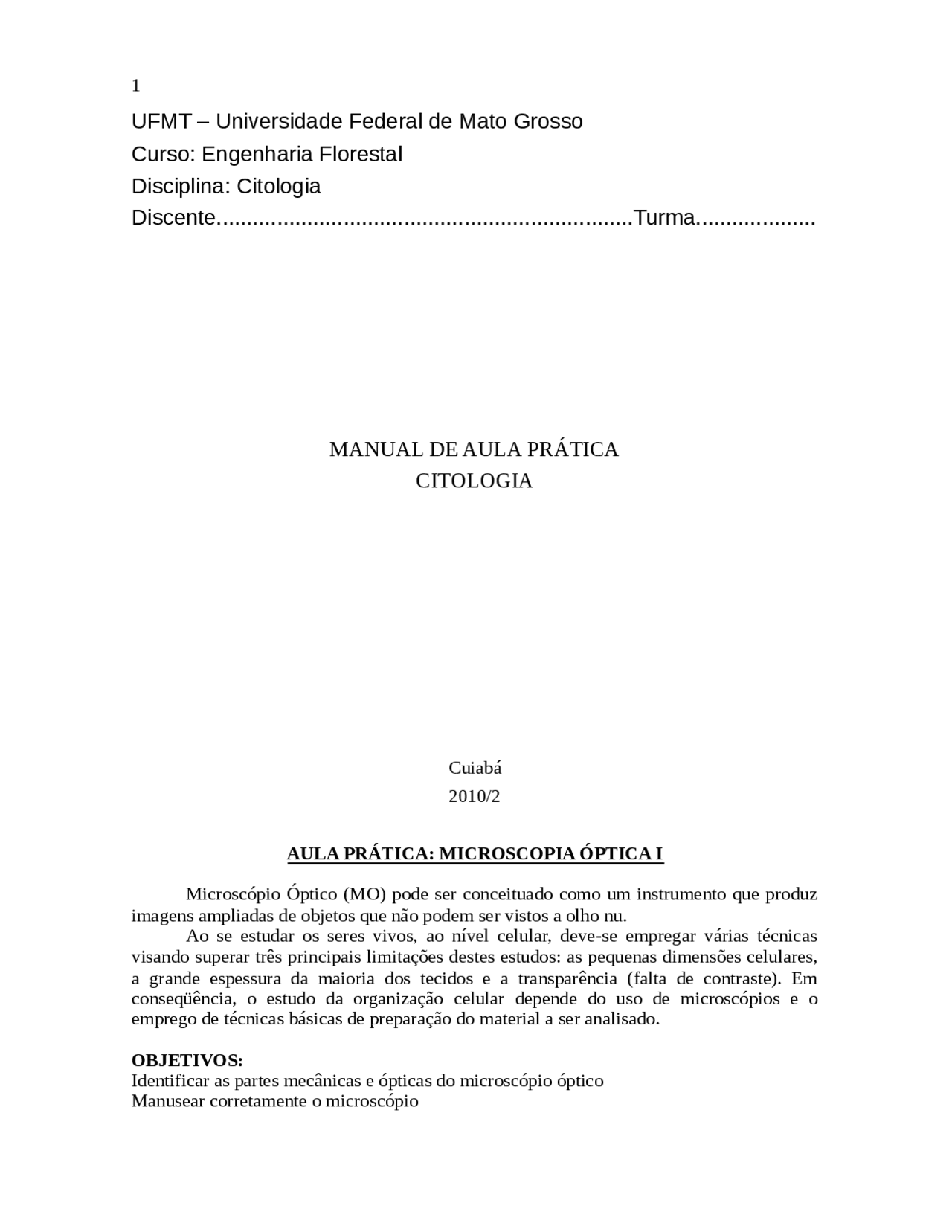Biologia Celular Conteudo De Biologia Celular Docsity