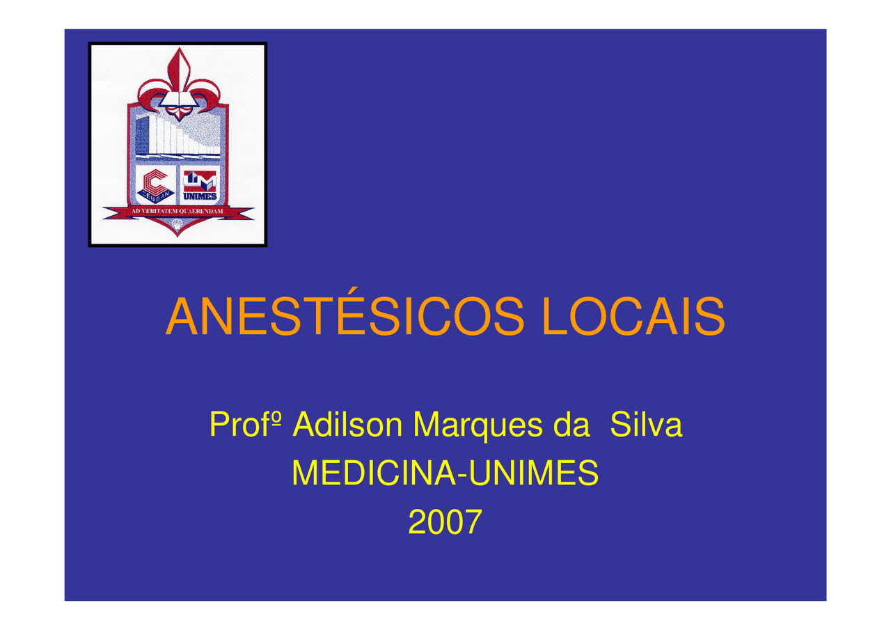 Anestegicos Locais Materia Sobre Anestésicos Docsity
