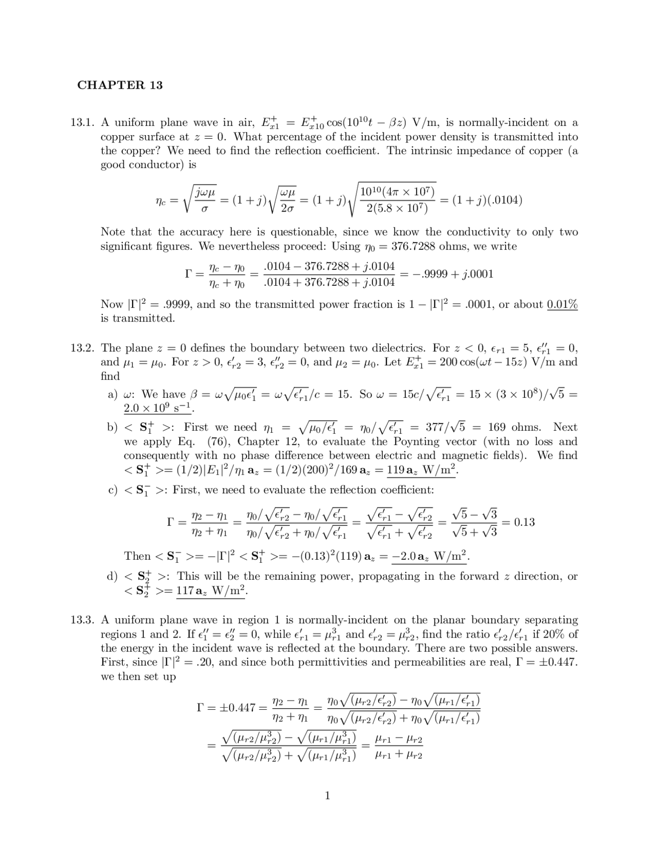 Eletromagnetic 7th Ed Manual William Hayt Chapter13 7th