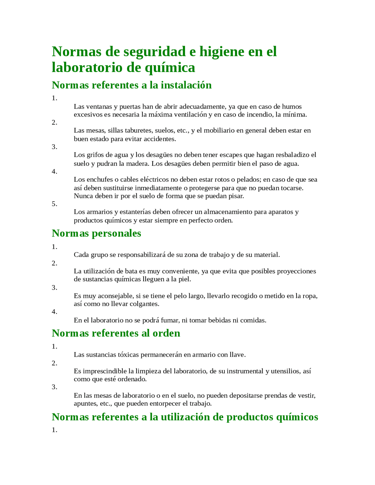 Normas De Seguridad E Higiene En El Laboratorio De Química - Normas De ...