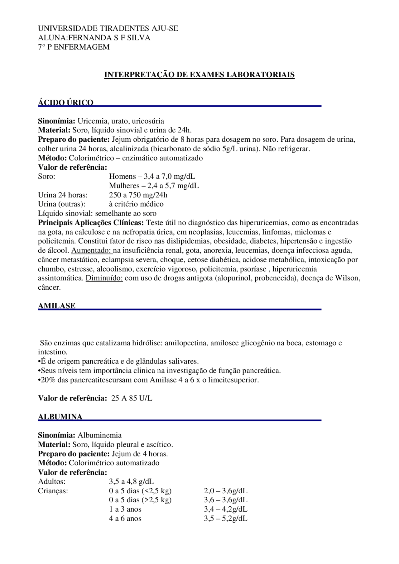 Interpretação de exames laboratoriais - Interpretação de Exames ...