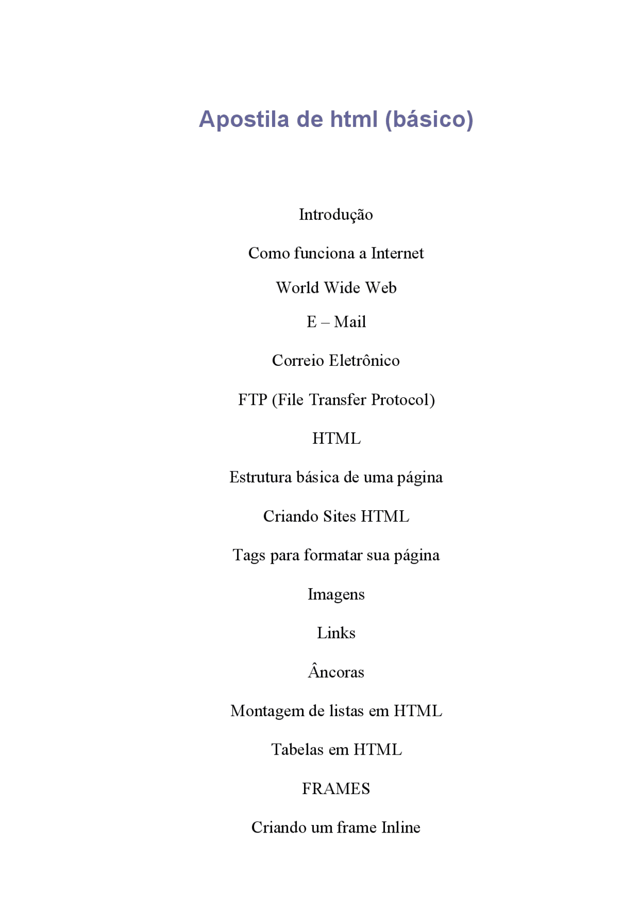 Apostila De Html Html Apostila Docsity