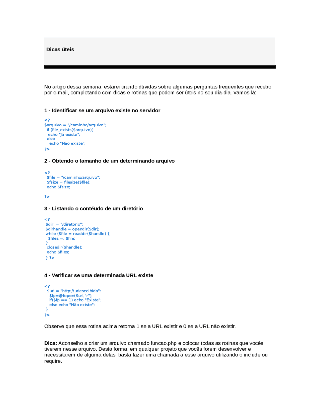 Dicas Em Php Dicas Em Php Docsity