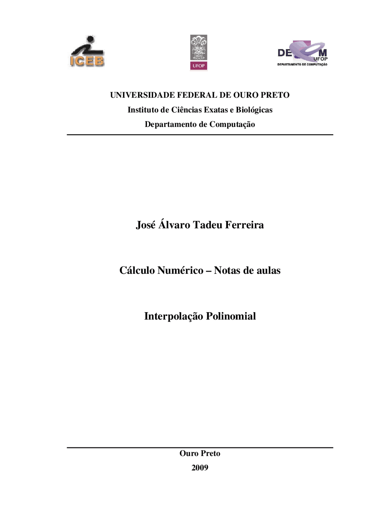 Interpolação Polinomial Apostilha Sobre Cálculo Numérico I Docsity