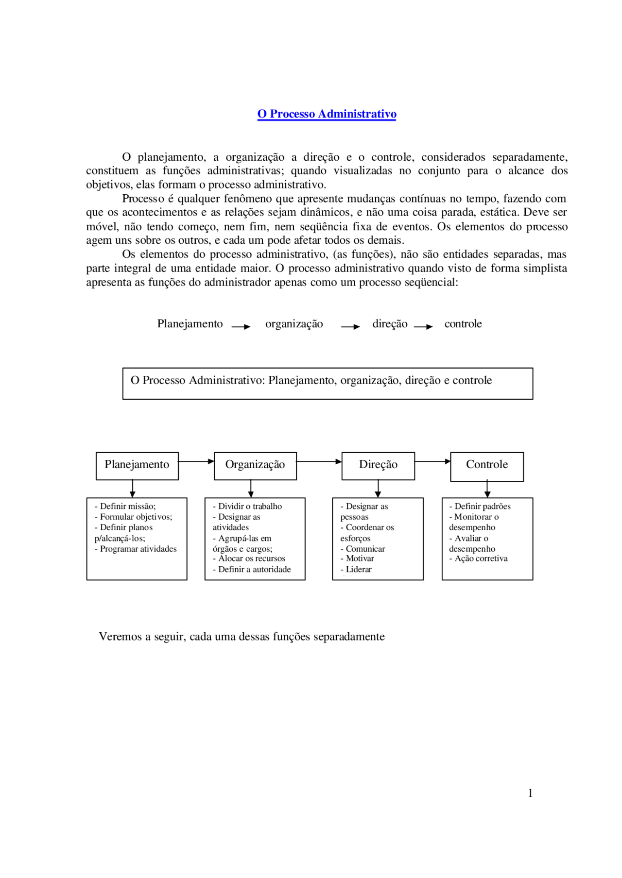 ADM - O Processo Administrativo - O planejamento - processo ...