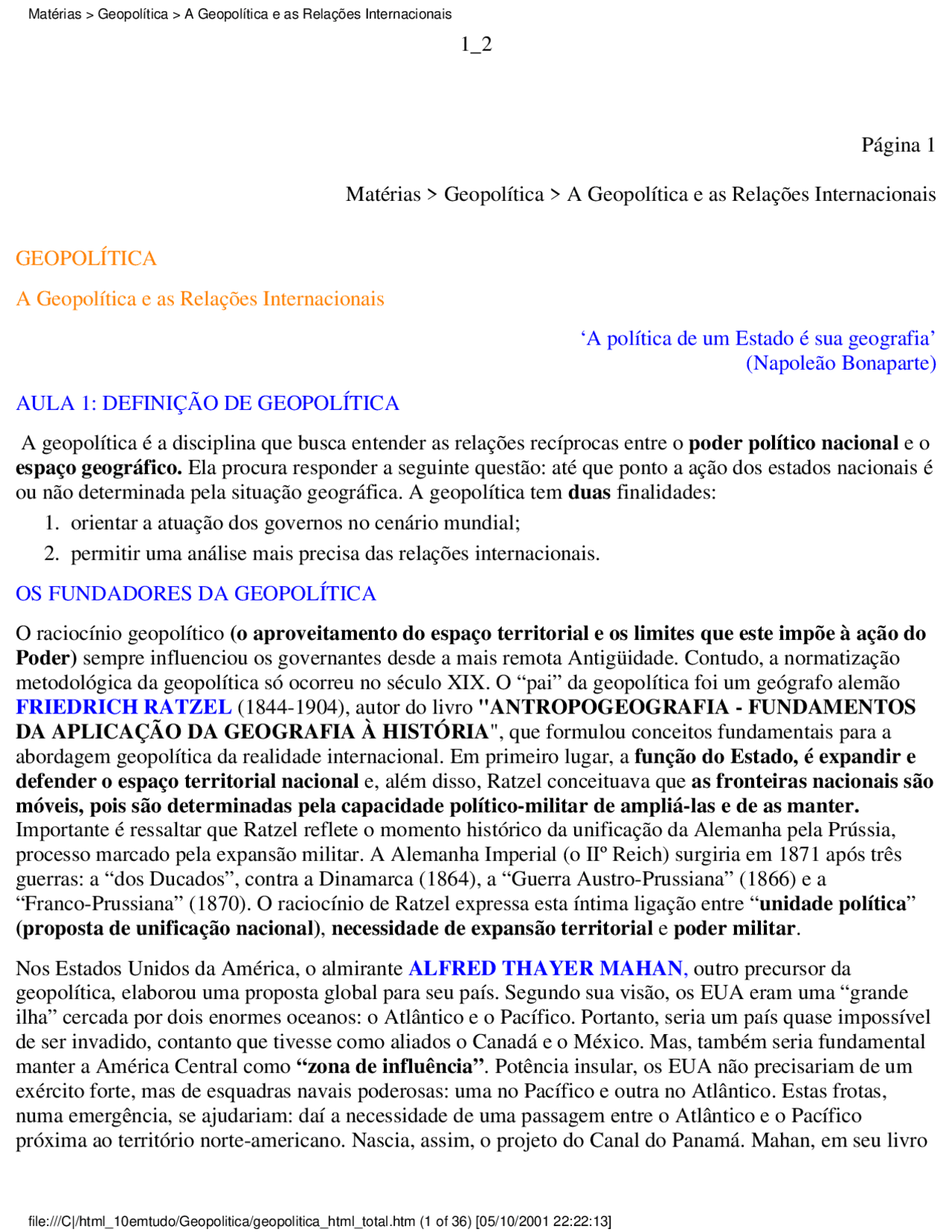 Geopolitica - GEOPOLITICA - Docsity