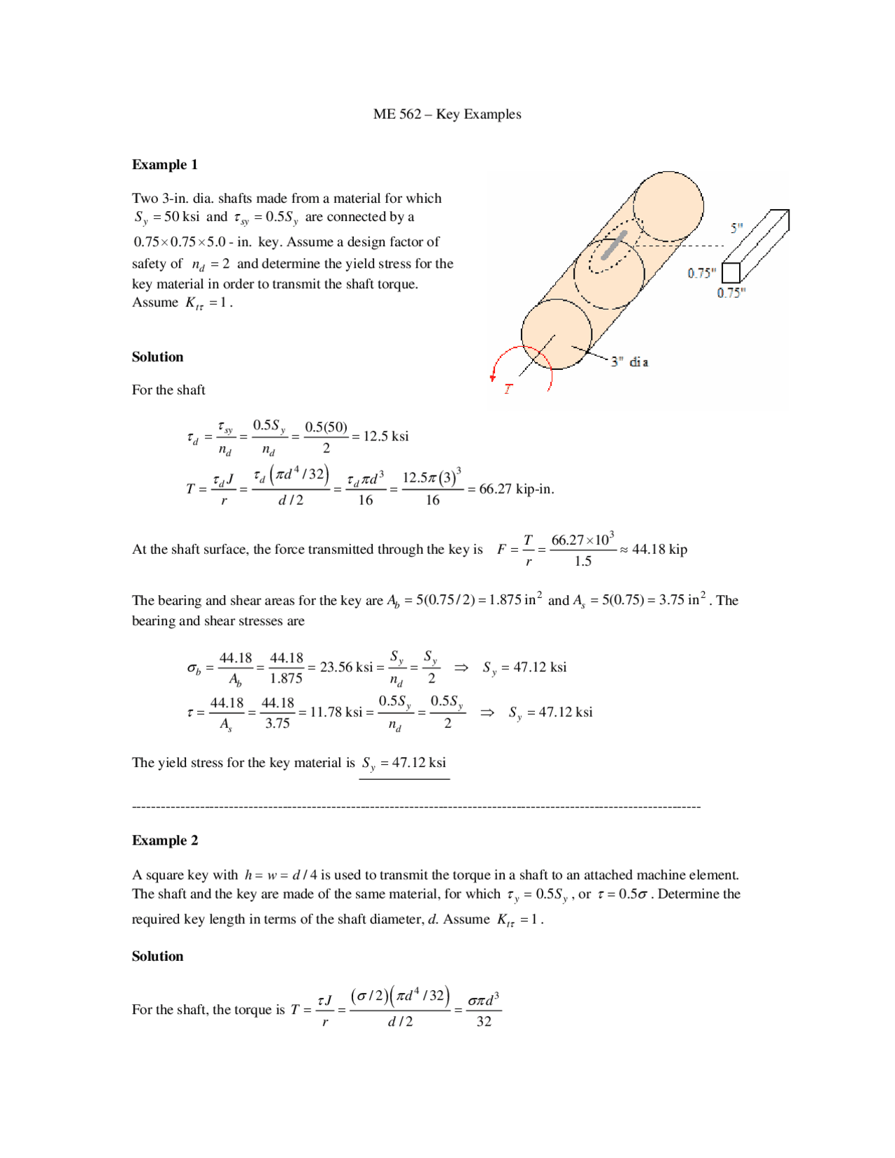 Calculo Chavetas Pinos - Elementos de Máquinas - Calculo de Chavetas ...