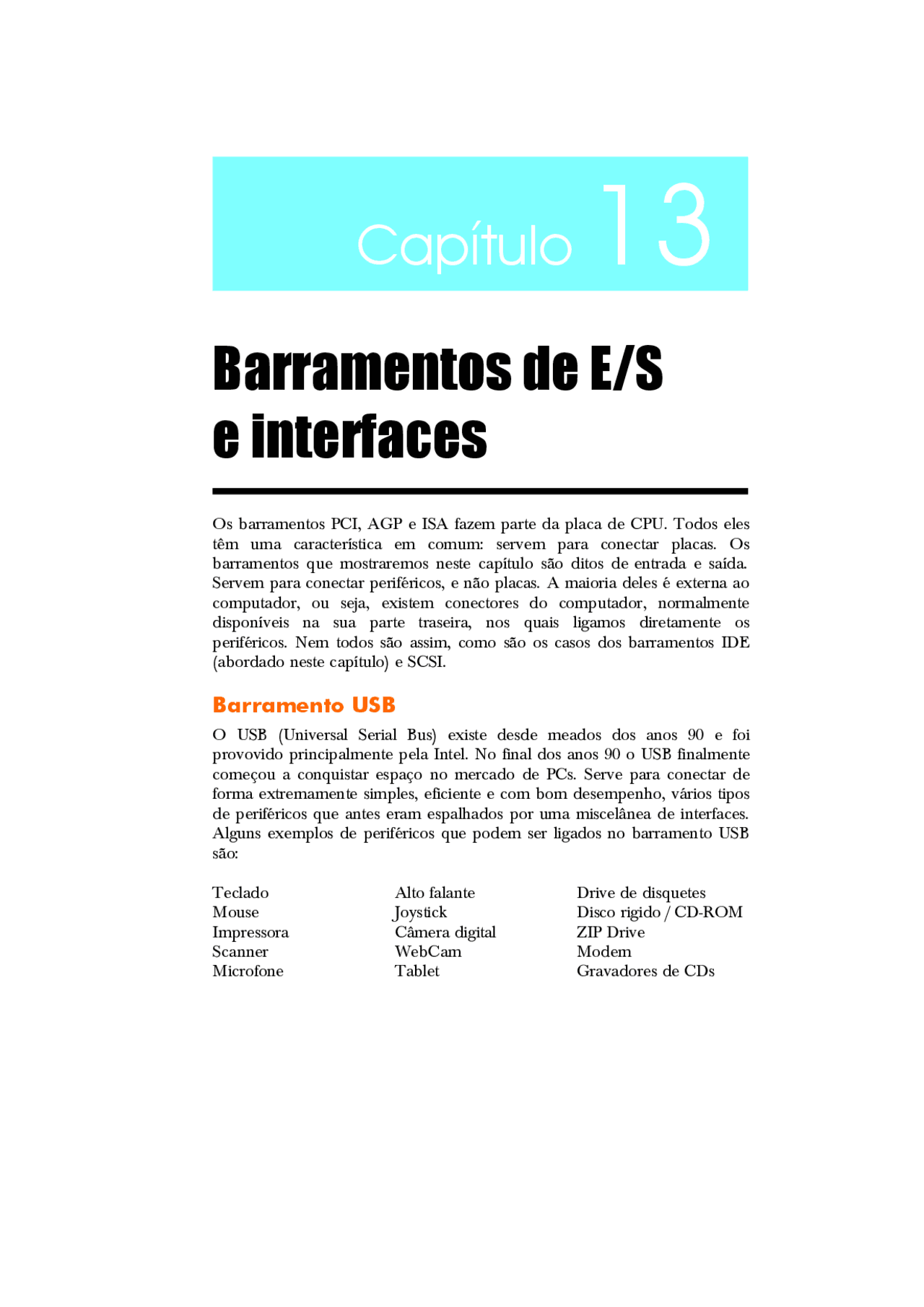 Apostila Informatica Cap 13 Barramentos Es E Interfaces Informatica