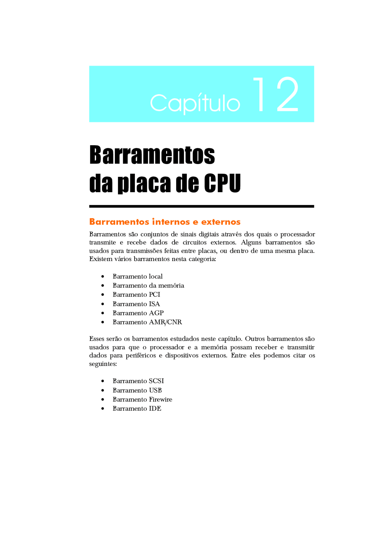 Apostila Informatica Cap 12 Barramentos Cpu Informatica Hardware