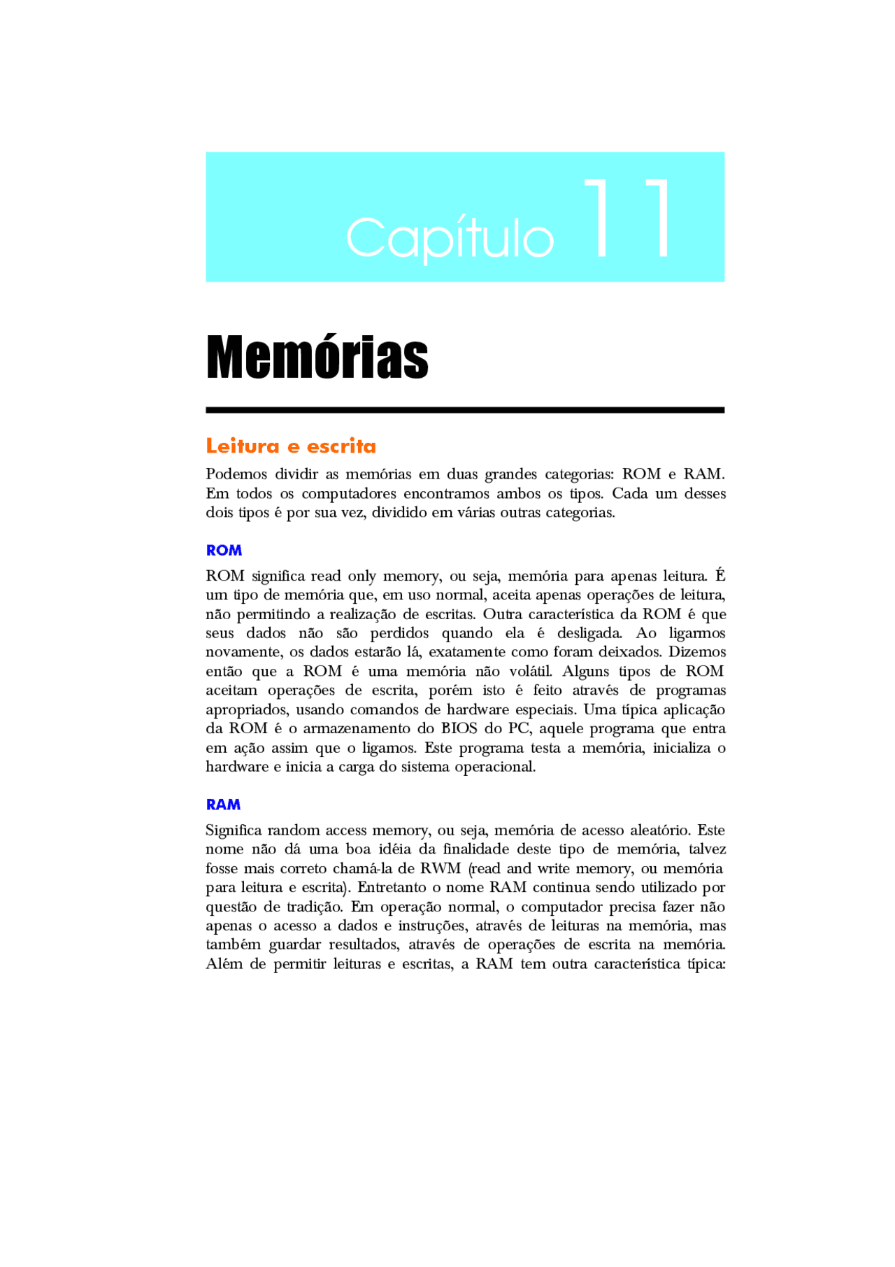 Apostila Informatica Cap 11 Memórias Informatica Hardware Software