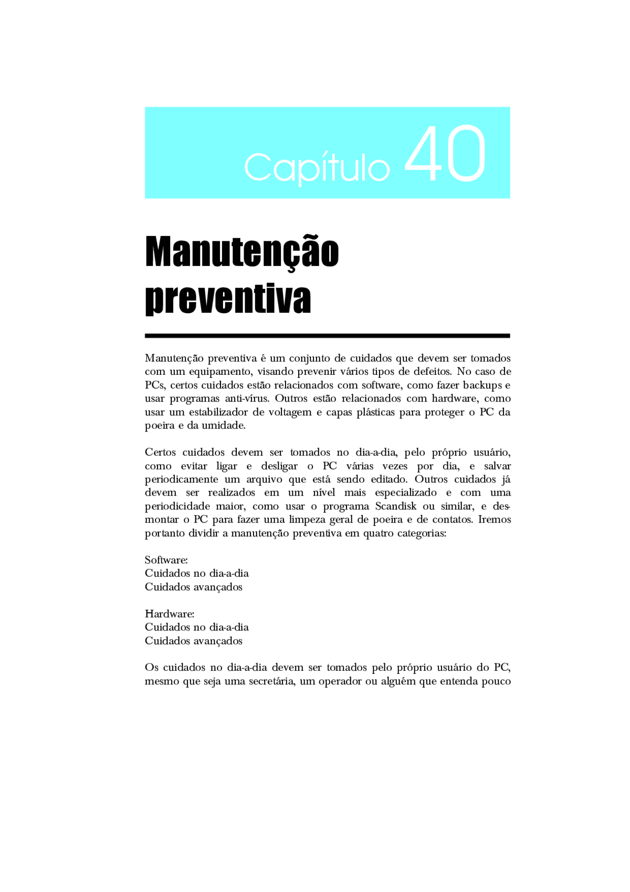 Apostila Informatica Cap 40 Manutenção Preventiva Informatica