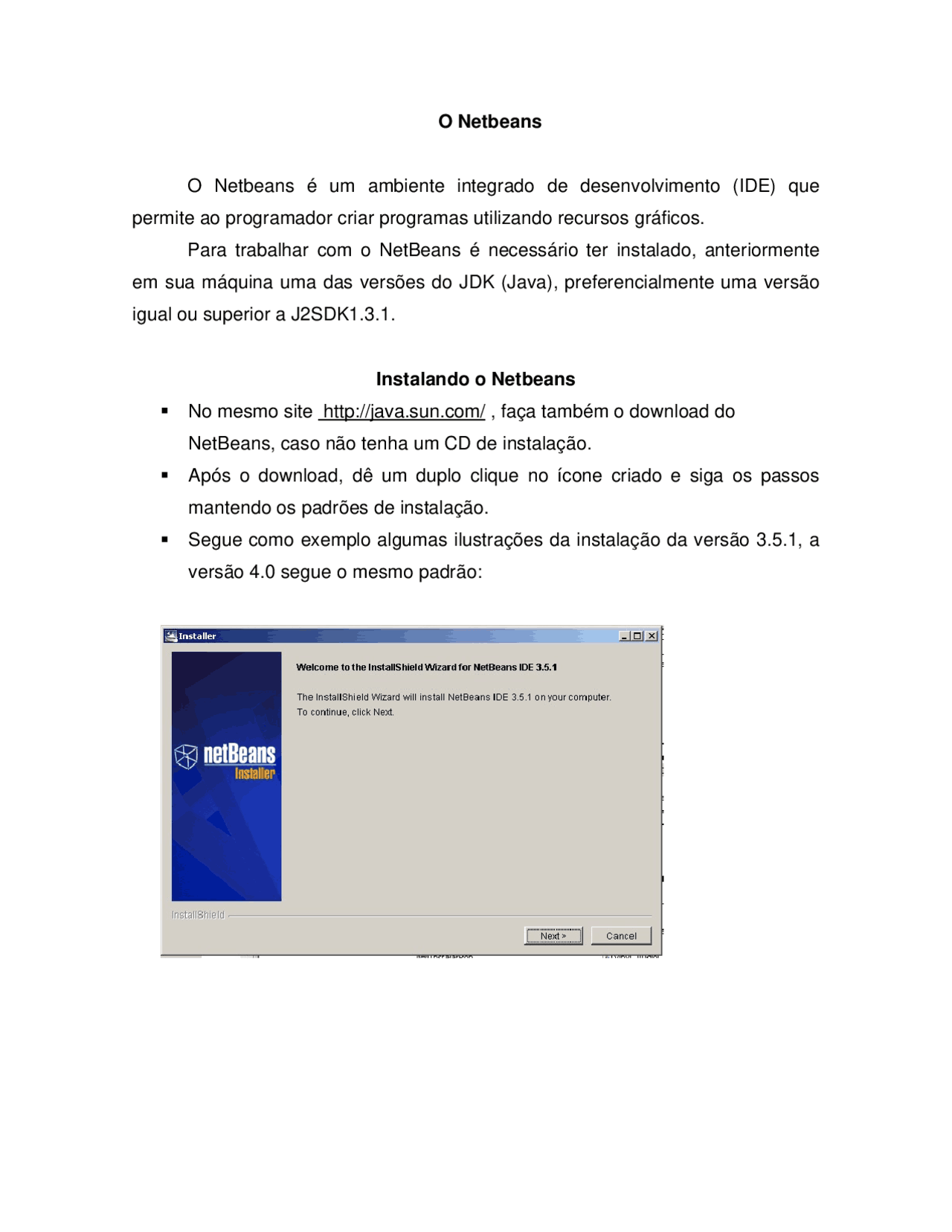 Aplicações Com Netbeans Criando Aplicações Java Com Netbeans Docsity