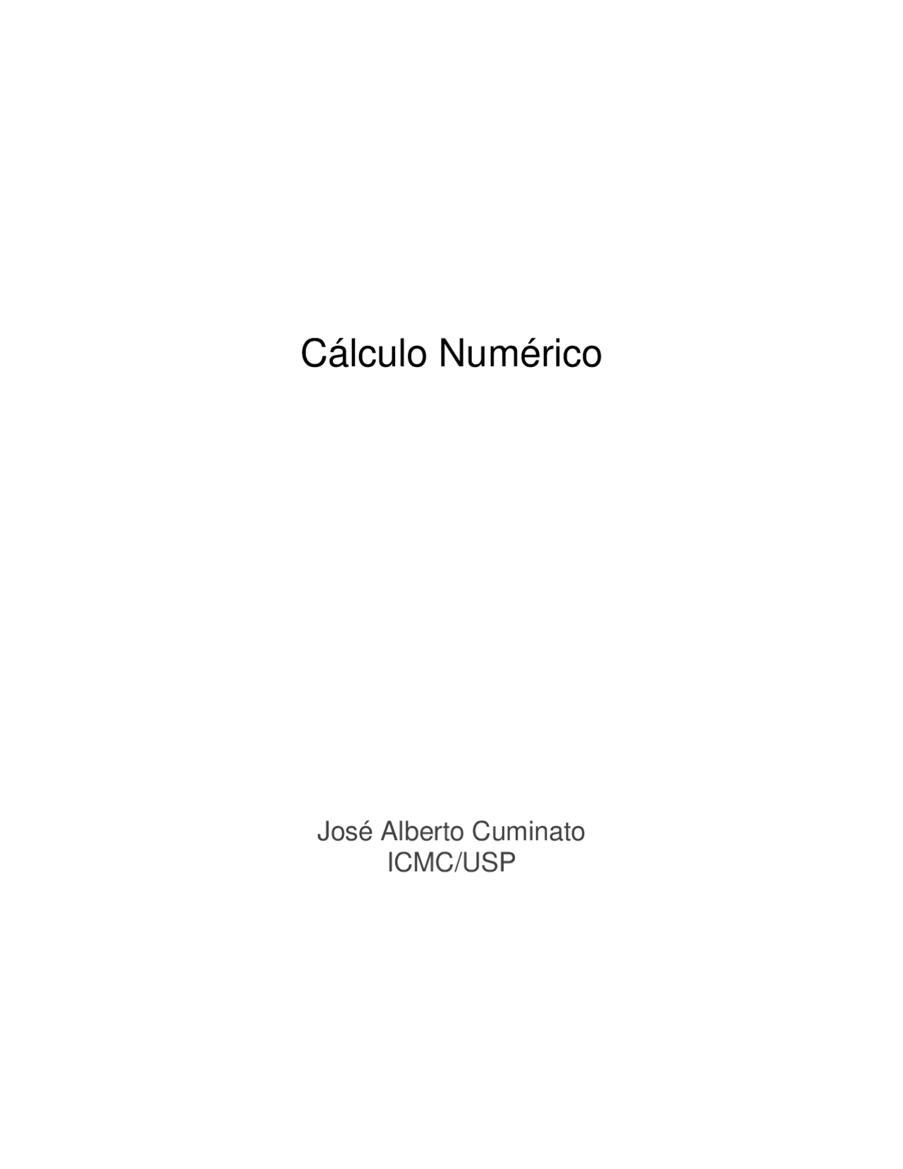 Cálculo Numérico Cuminato Apostila Apostila Docsity