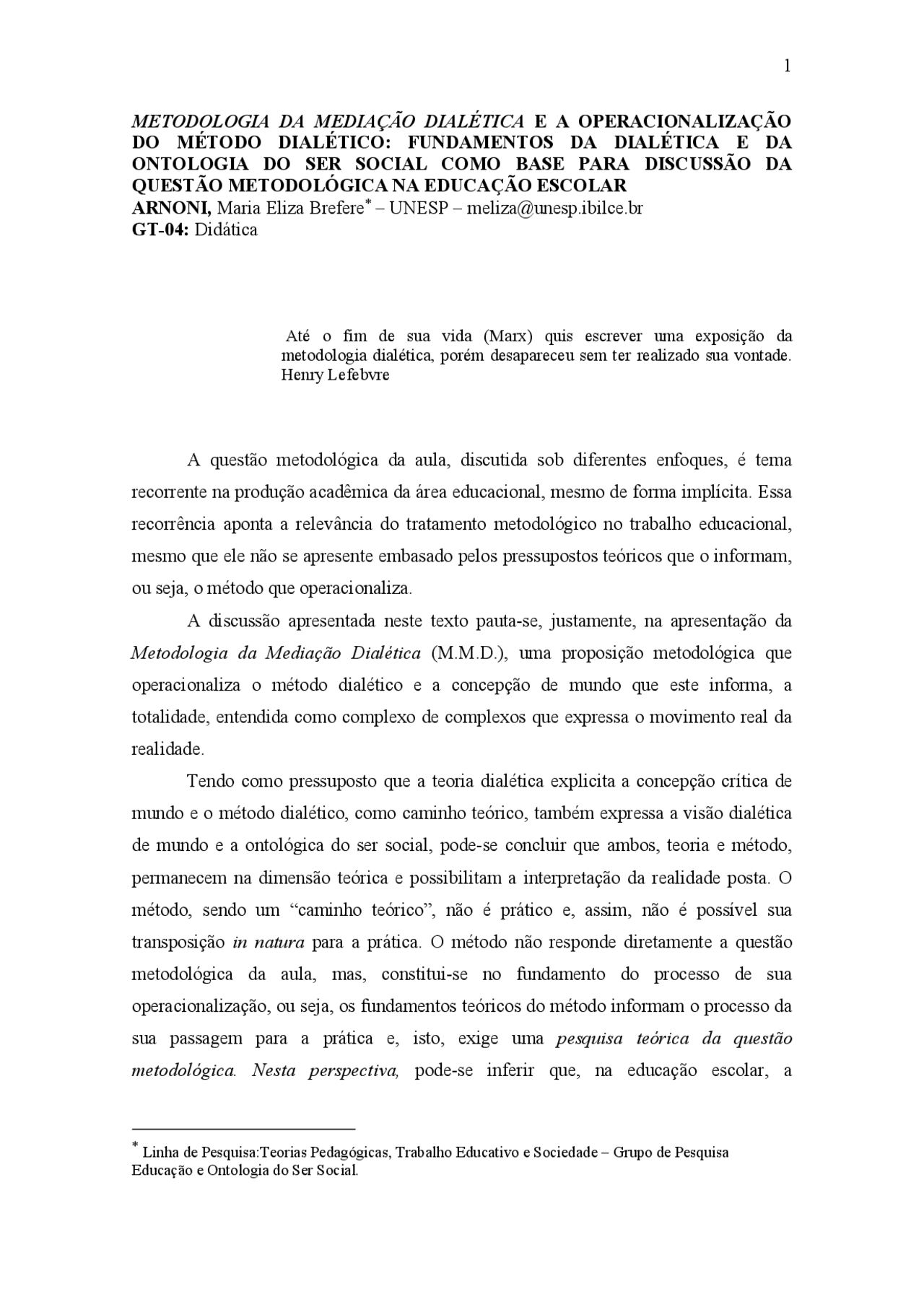 Metodologia Dialetica Texto Sobre O Método Dialético Docsity