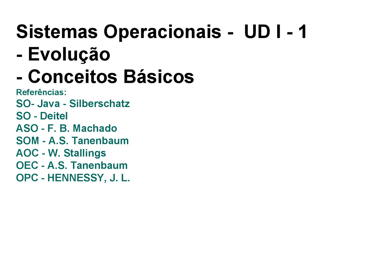 Sistemas Operacionais Ud I 1 Evolução Aula De Sistemas