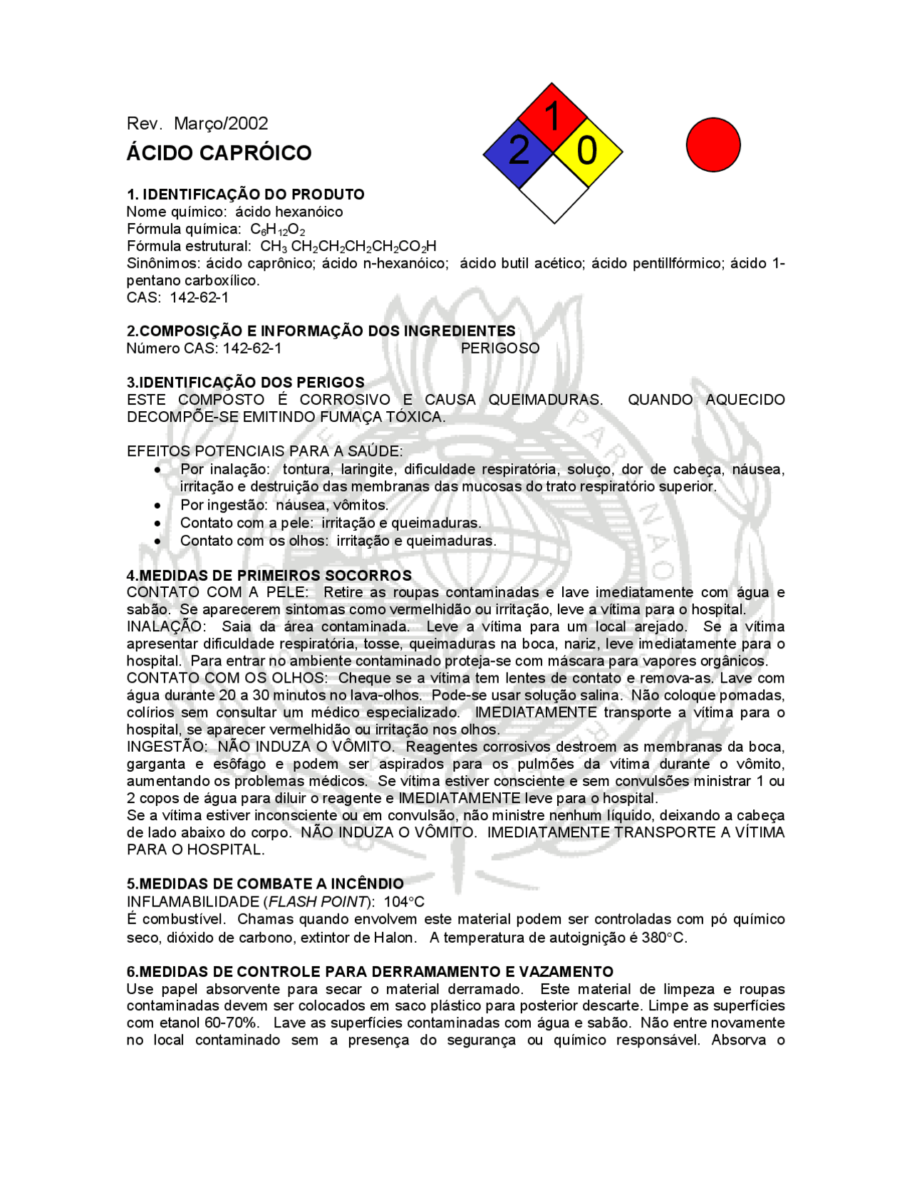 Ácido caproico - ÁCIDO capróico caracteristicas fisico-quimicas | Docsity