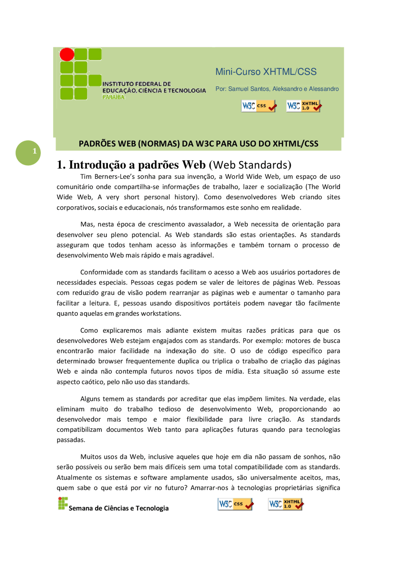 Apostila Xhtml Css Samuel Santos Aleksandro E Alessandro Minicurso