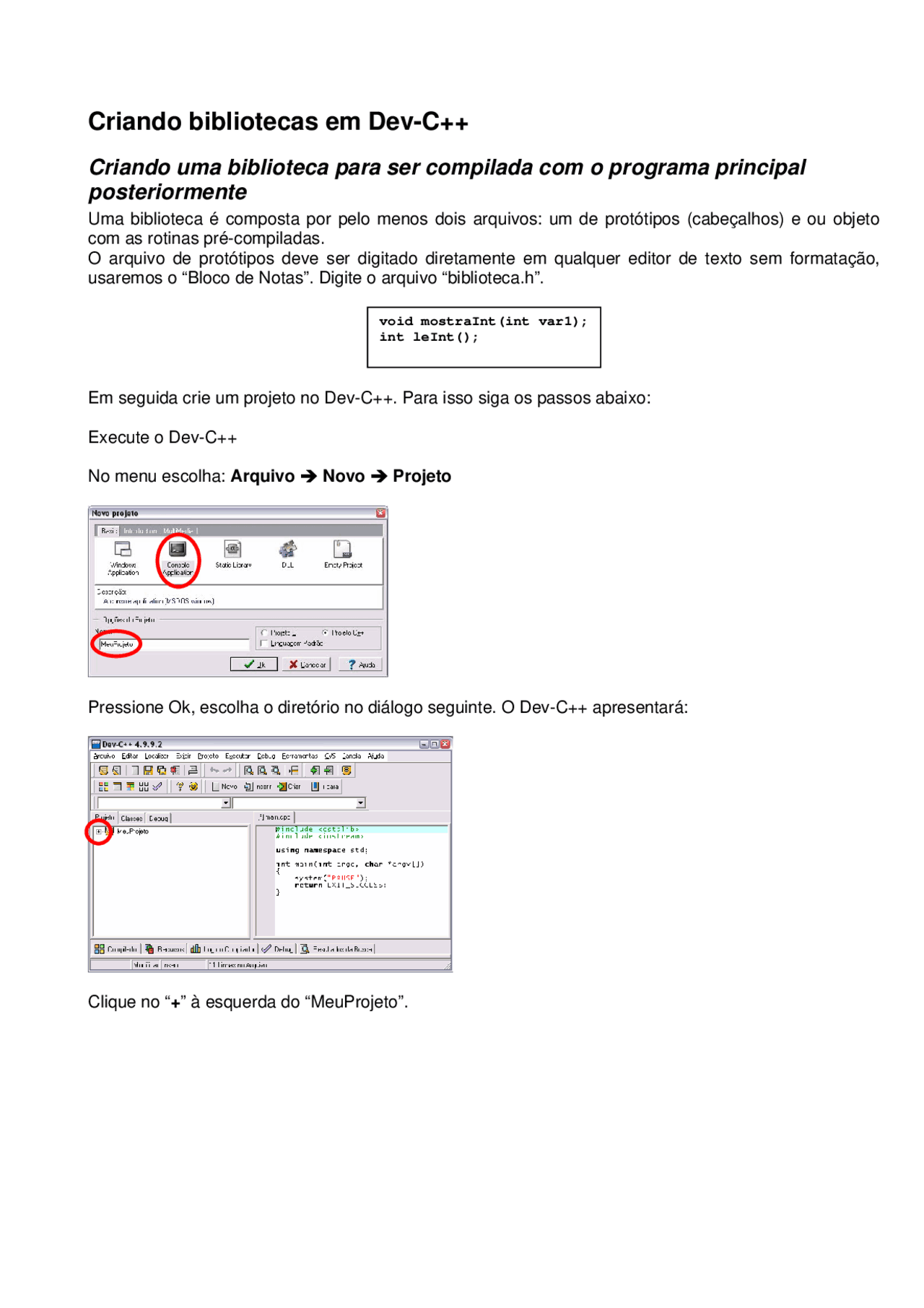 Biblioteca Dev Cpp Criando Projeto No Devc Adicionando As Bibliotecas De Usuário Docsity