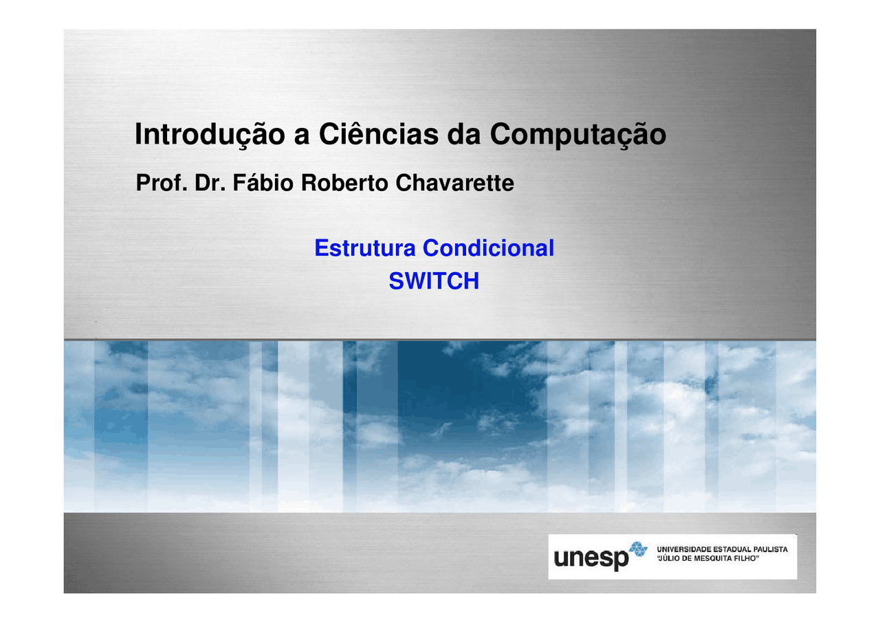 Estrutura Condicional - Switch - EstruturaCondicional-Switch - Docsity