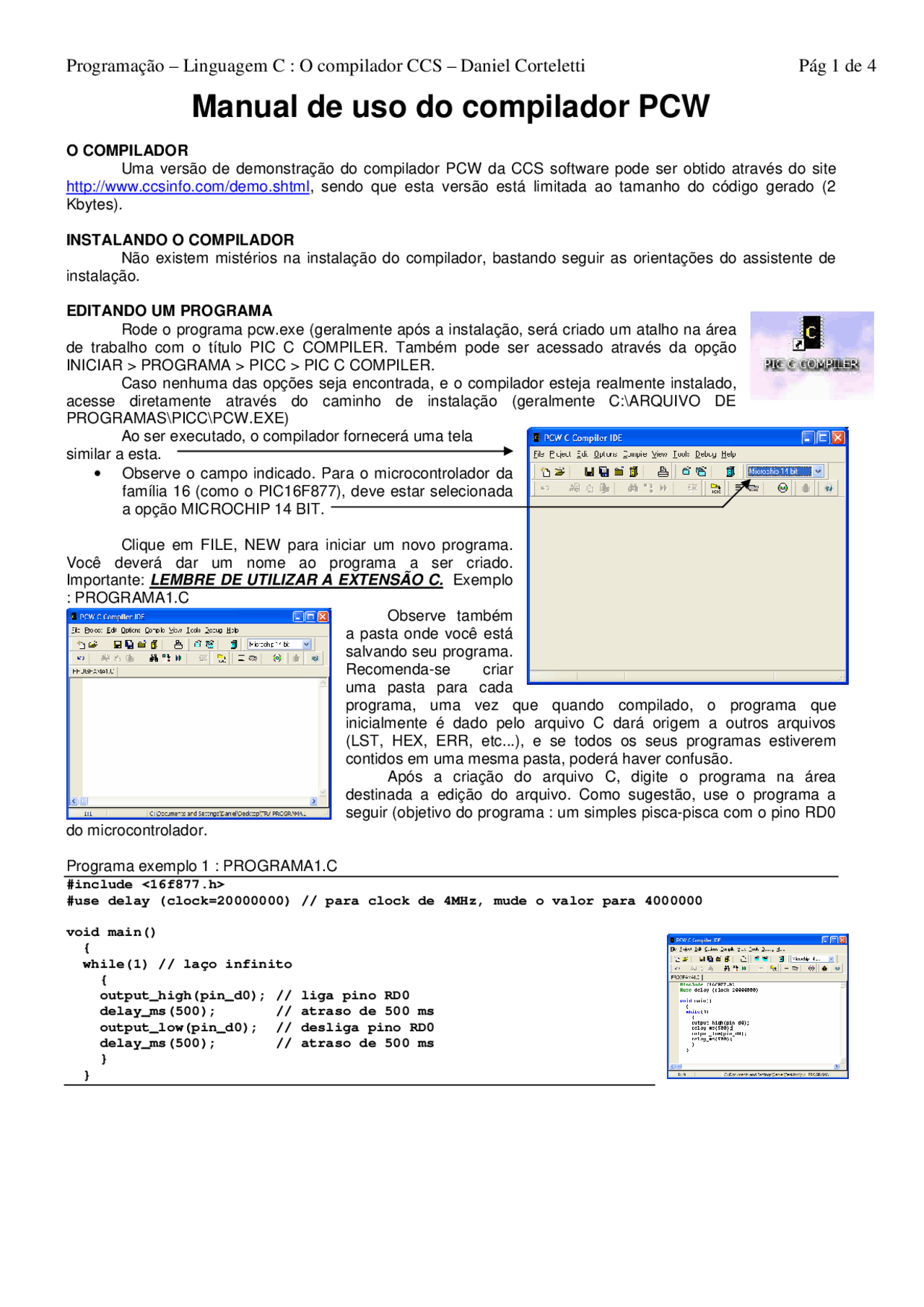 Uso do Compilador PCW da CSS - Manual do compilador PCW. - Docsity