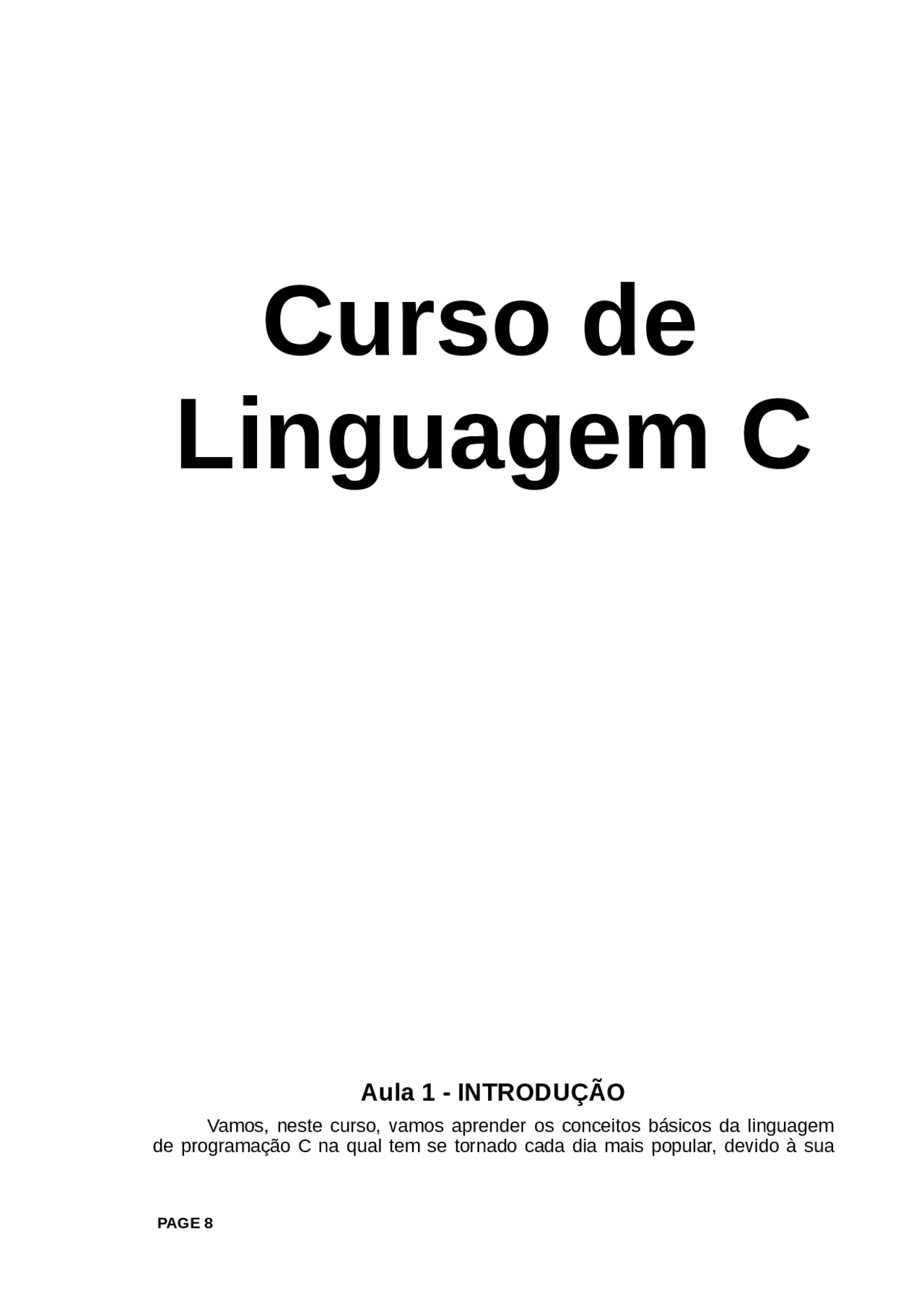 Curso De Linguagem C Aprendendo C E C Noções Principais Docsity