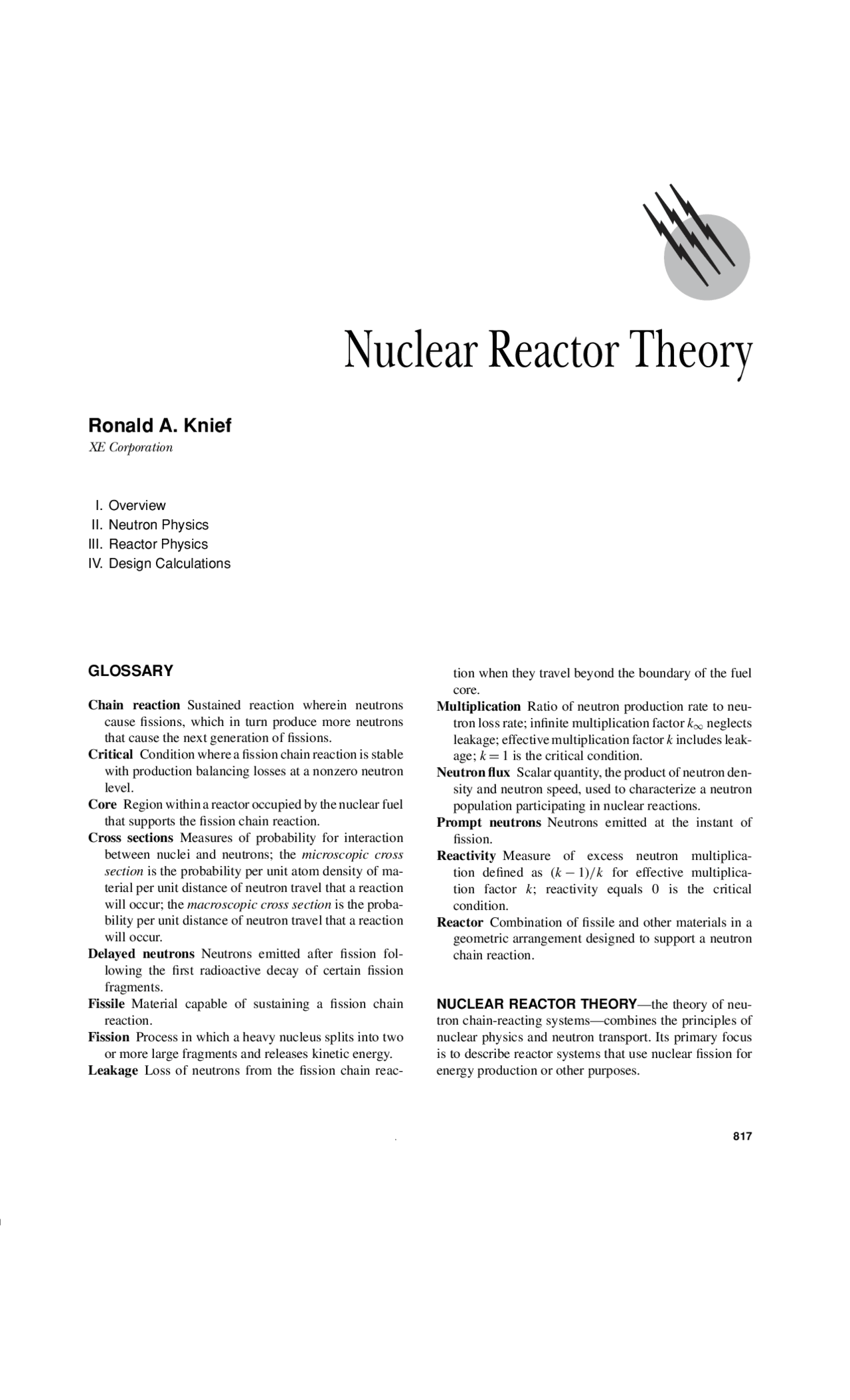 Nuclear Reactor Theory Nuclear Reactor Theory Docsity
